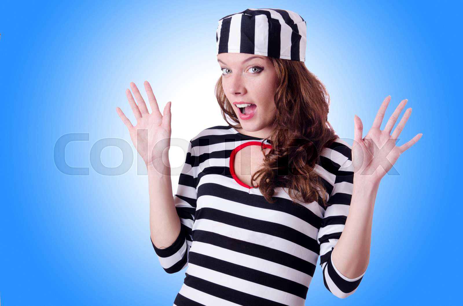 Convict criminal in striped uniform | Stock image | Colourbox