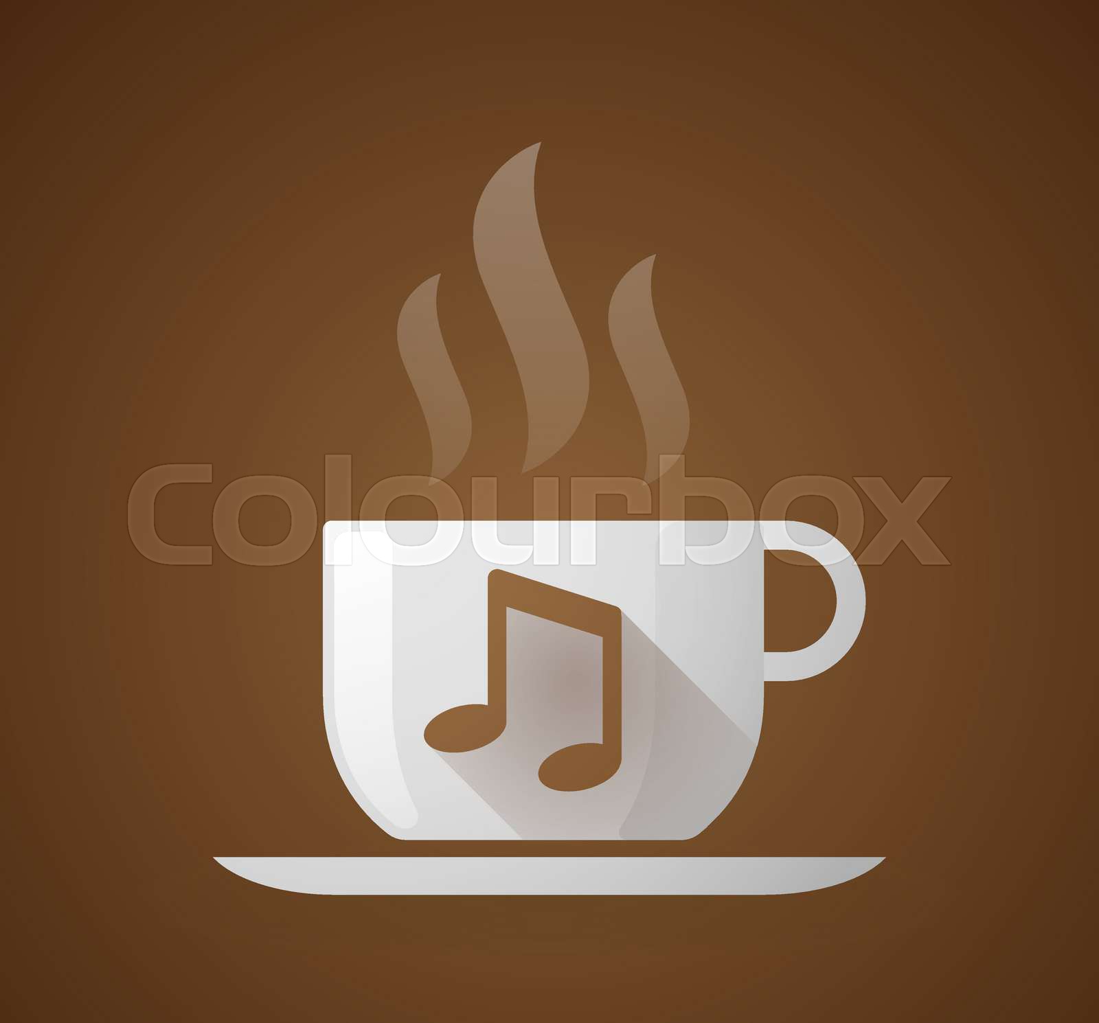 Coffee cup with a note music | Stock vector | Colourbox