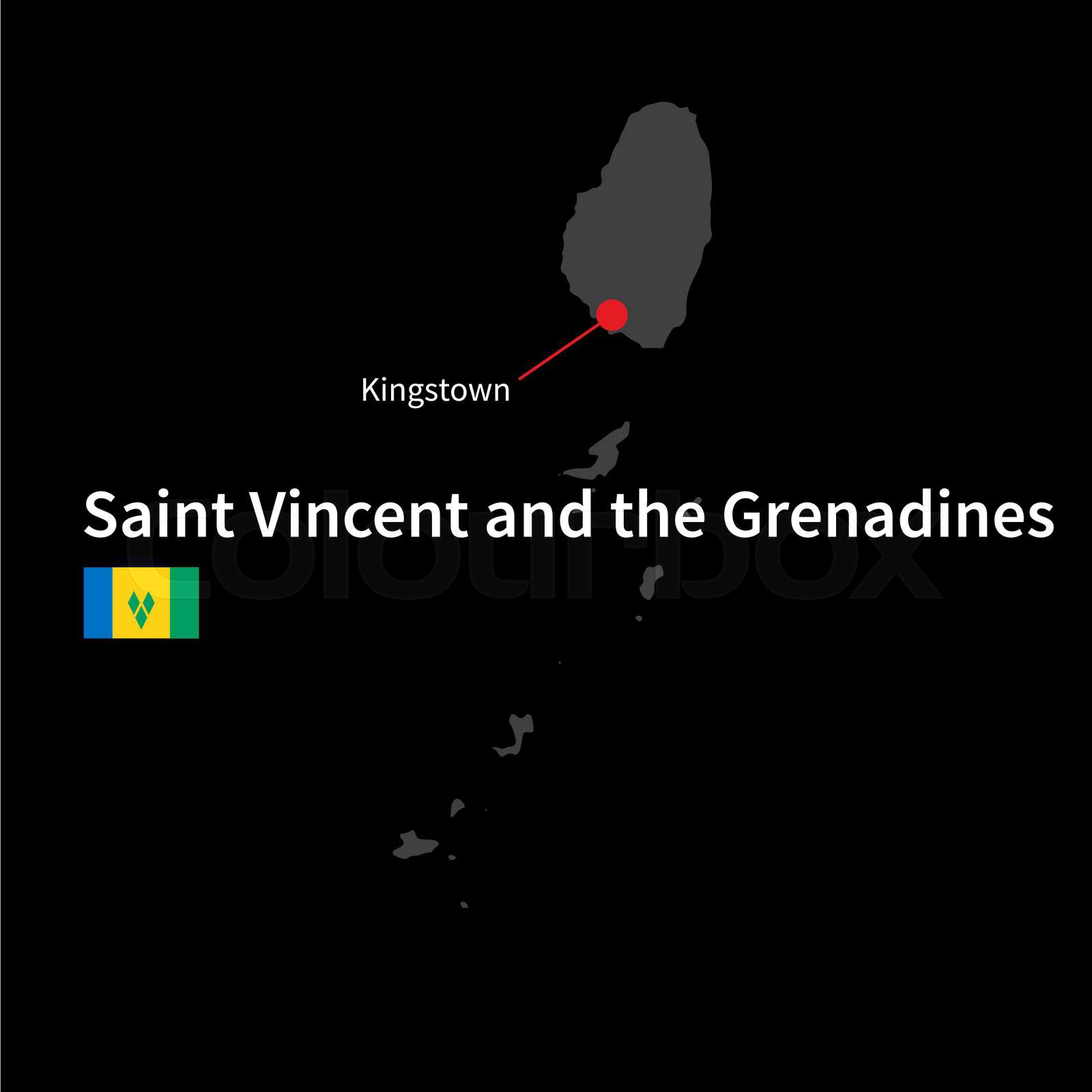 Detailed map of Saint Vincent and the Grenadines and capital city ...