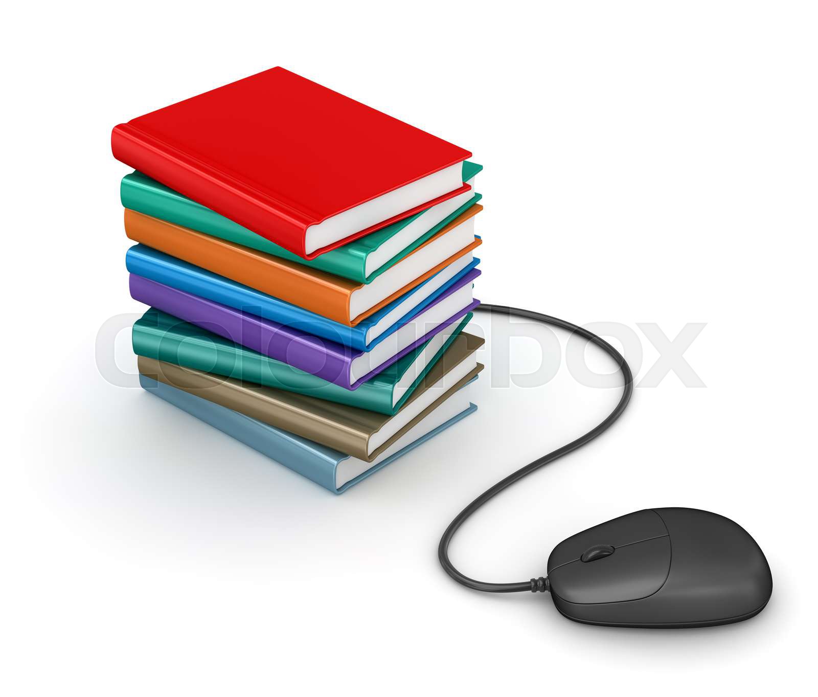 Stack of books with computer mouse | Stock image | Colourbox