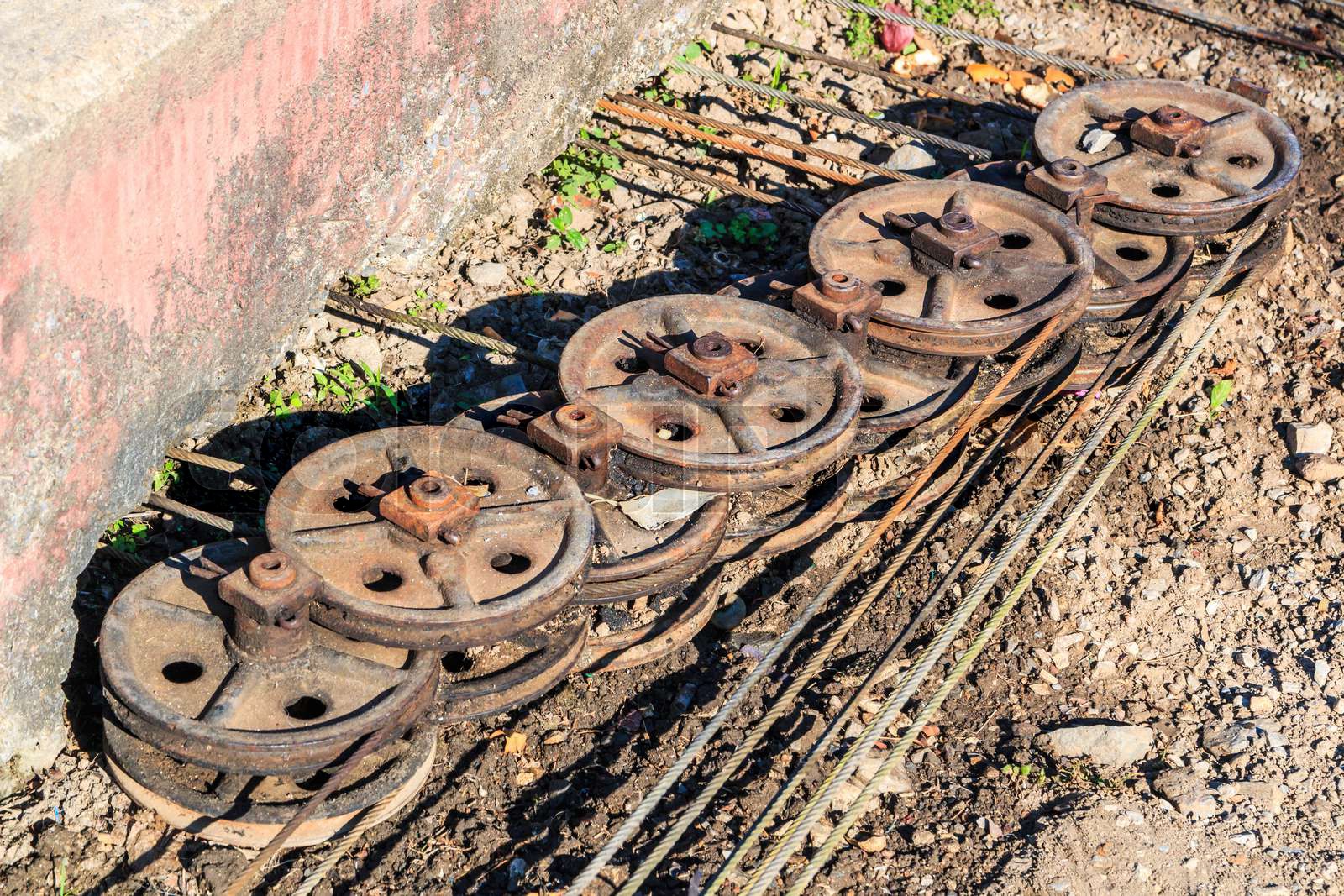 Shunt equipments - Chopped rail cars railroad | Stock image | Colourbox