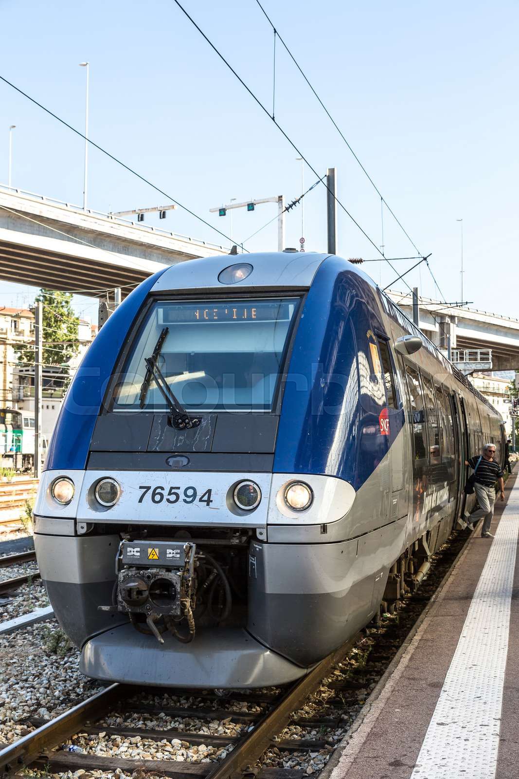 Passenger train at Nice train station | Stock image | Colourbox
