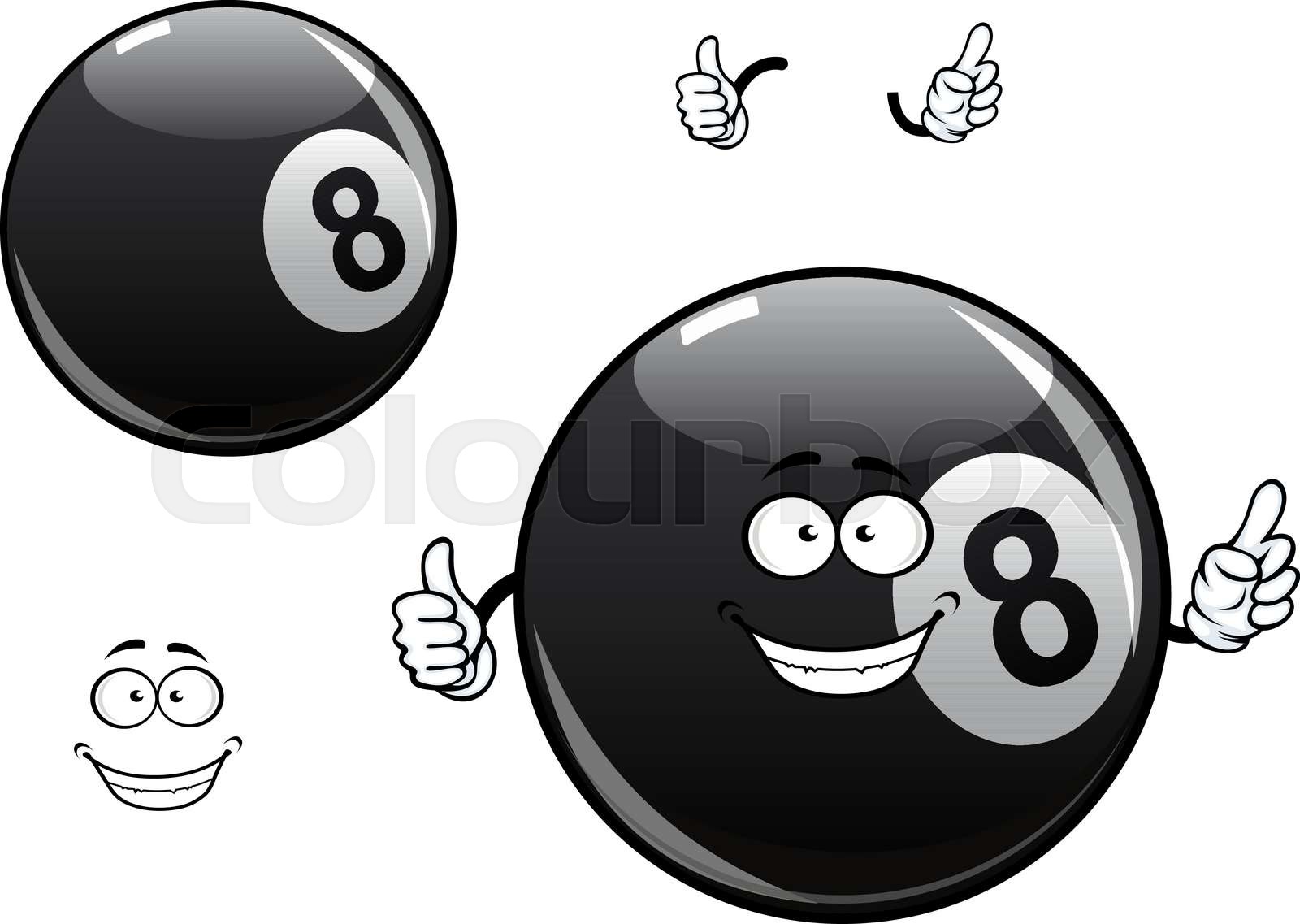 Cartoon billiards, snooker, pool eight ball character | Stock vector ...