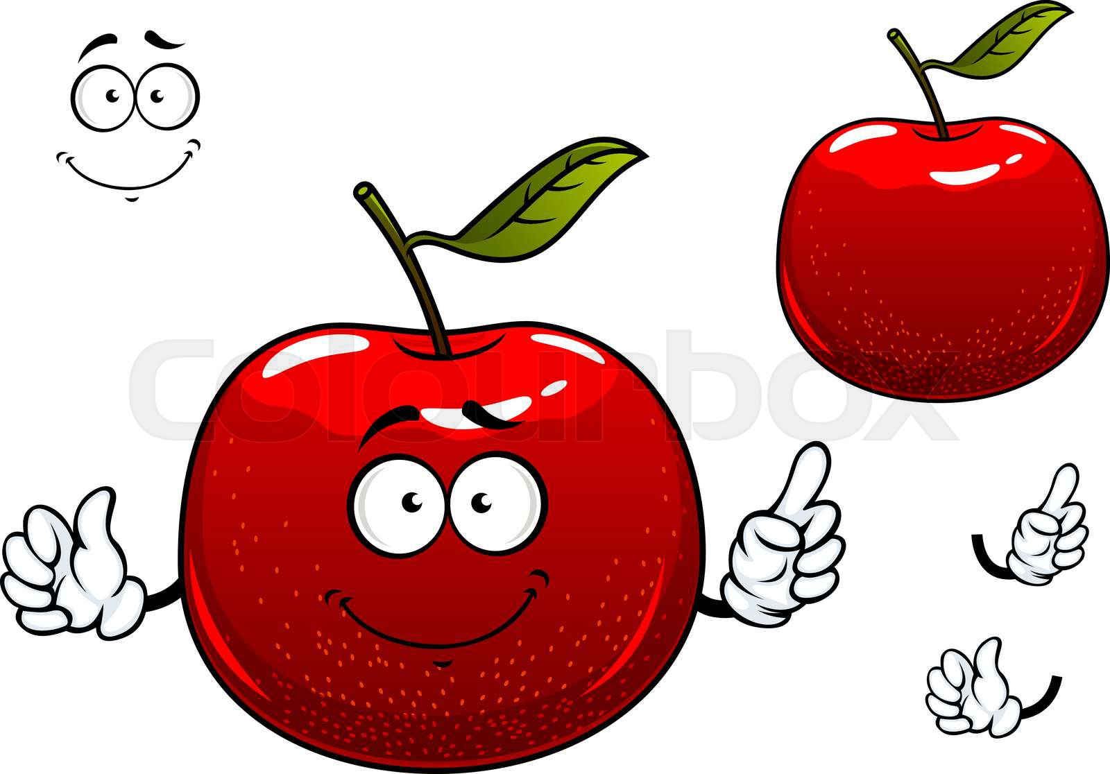 Red crunchy apple fruit cartoon character | Stock vector | Colourbox