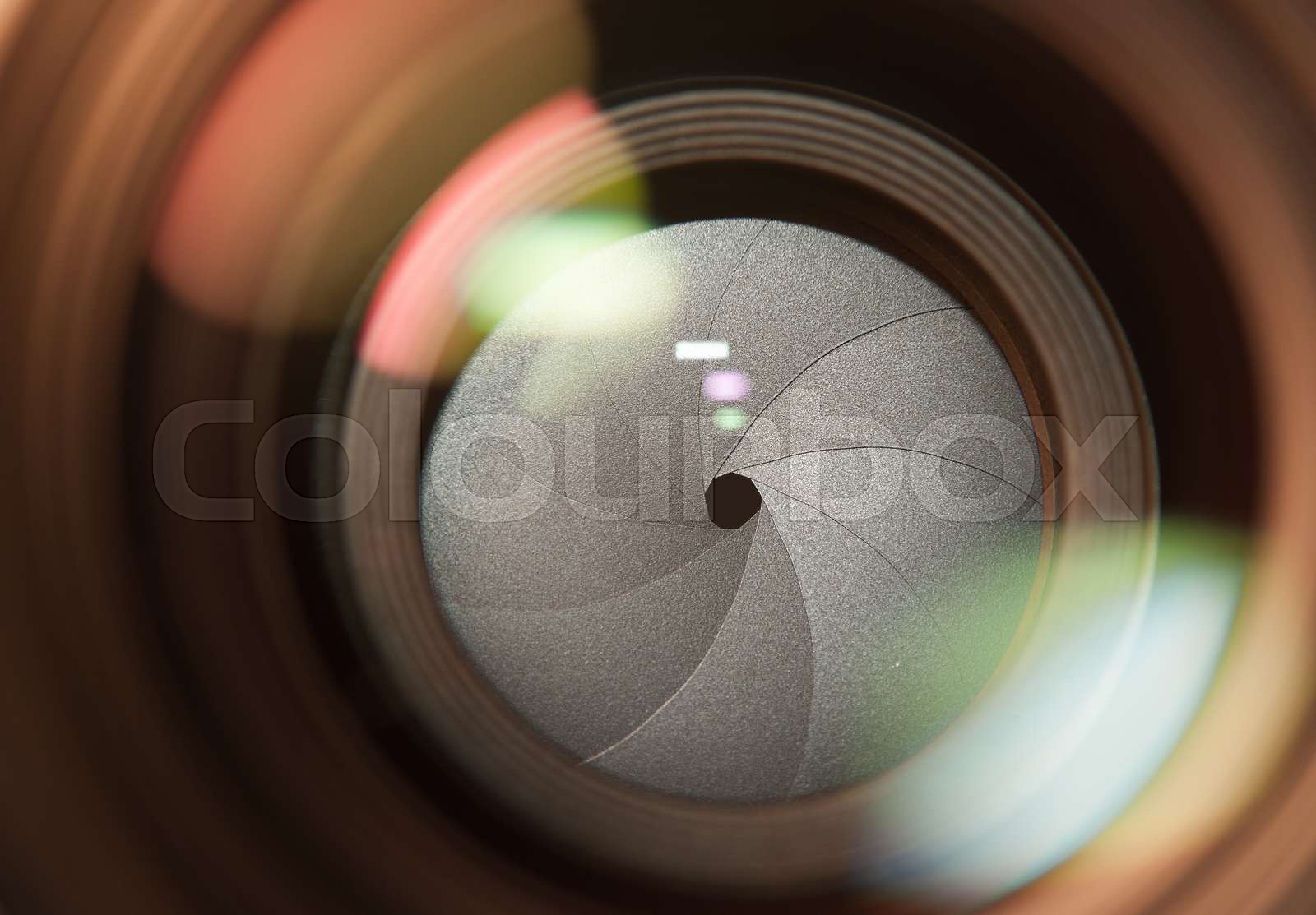 Lens front side exposed aperture blades | Stock image | Colourbox