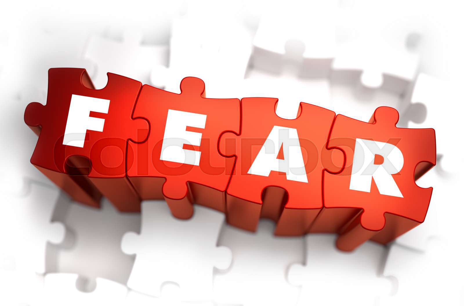 Fear - Text on Red Puzzles with White Background. | Stock image | Colourbox