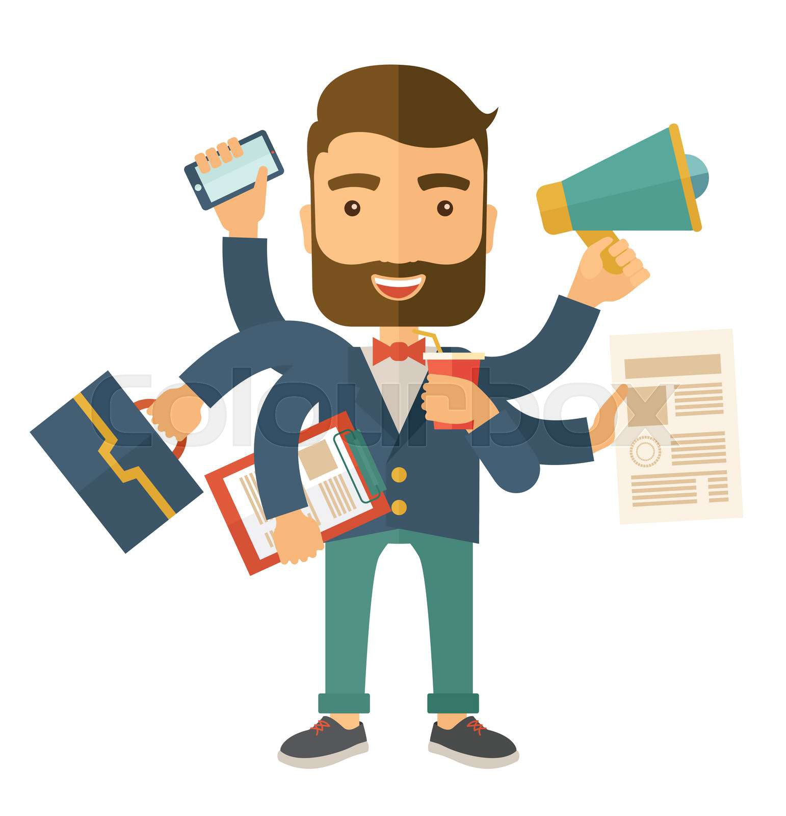 Man doing multitasking | Stock vector | Colourbox