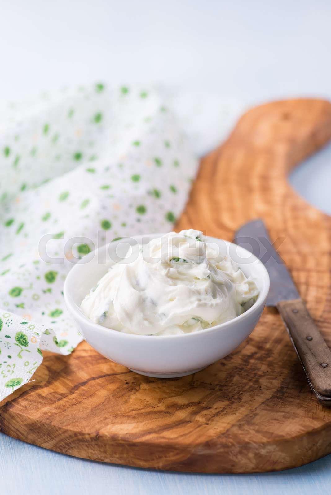Fresh cream cheese spread with herbs | Stock image | Colourbox