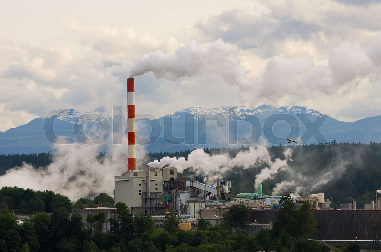 Amazing Alaska. Refinery with smoke stacks | Stock image | Colourbox