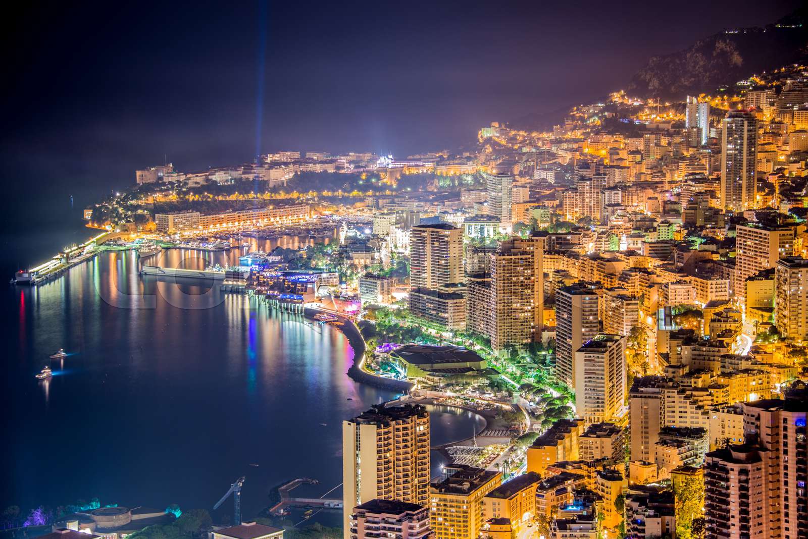 Night view of Monaco from mountain | Stock image | Colourbox