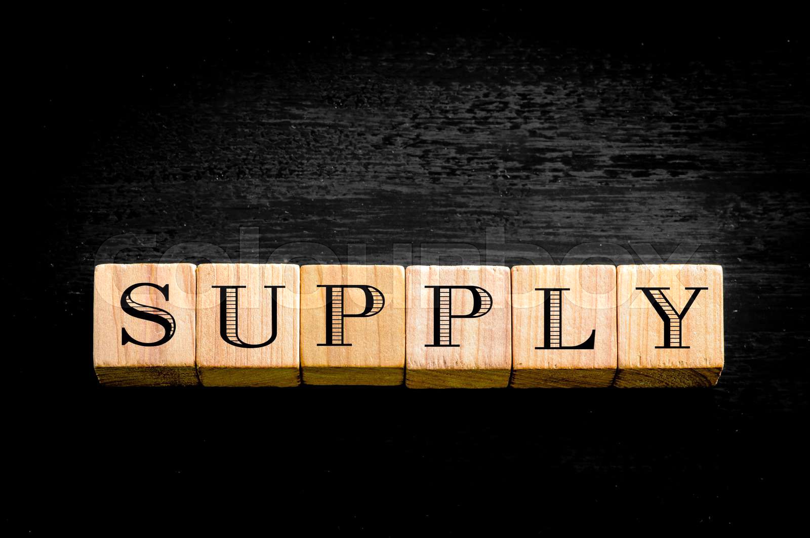 Word Supply isolated on black background | Stock image | Colourbox