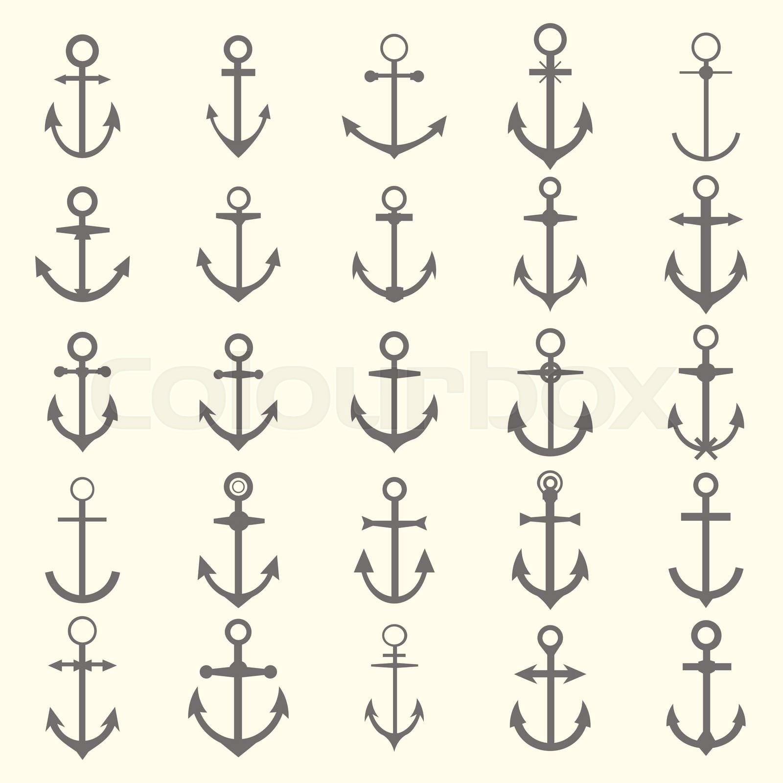 Big set of anchors. Anchor symbols or logo template | Stock vector ...
