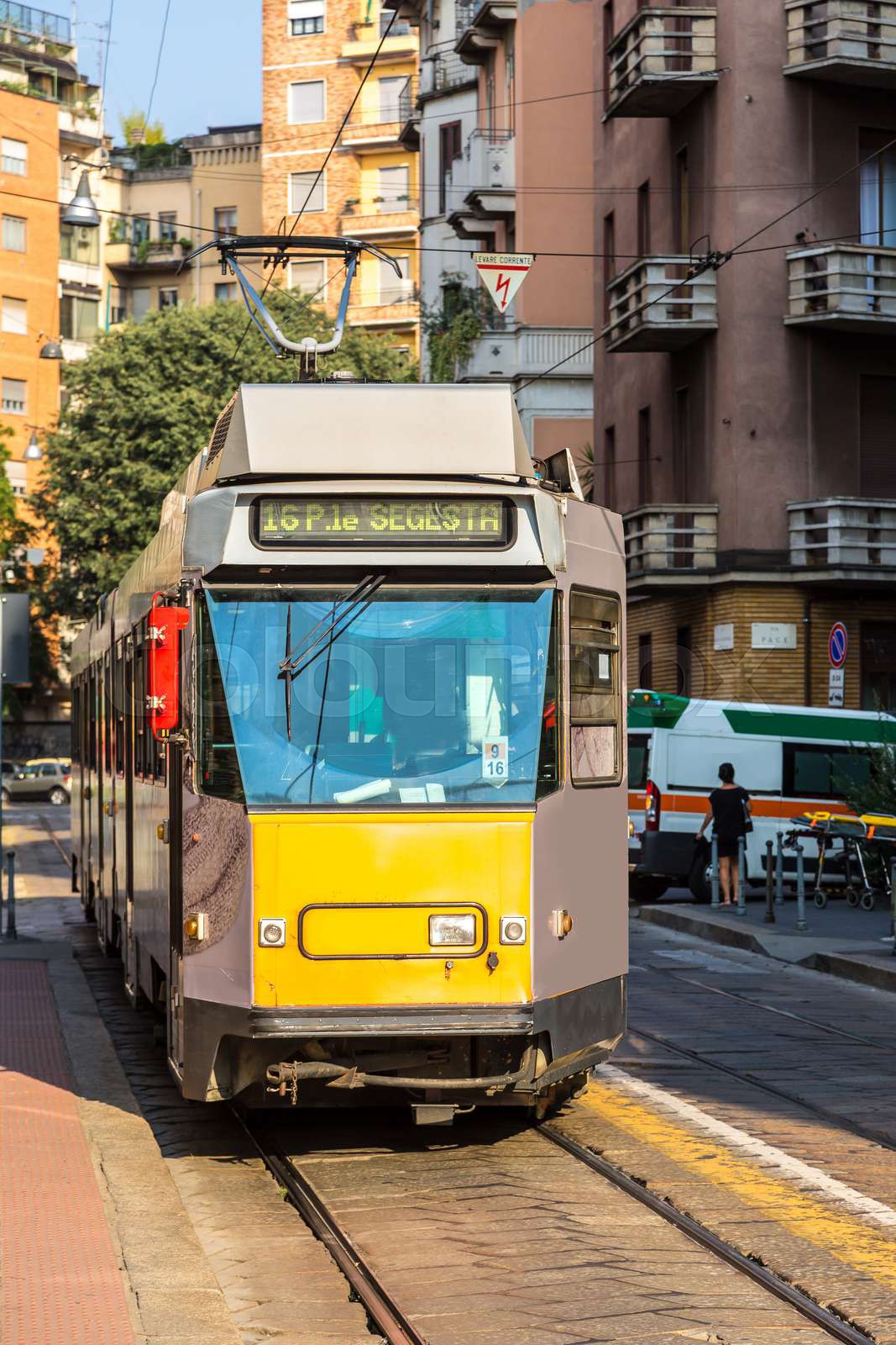 Old traditional tram in Milan | Stock image | Colourbox