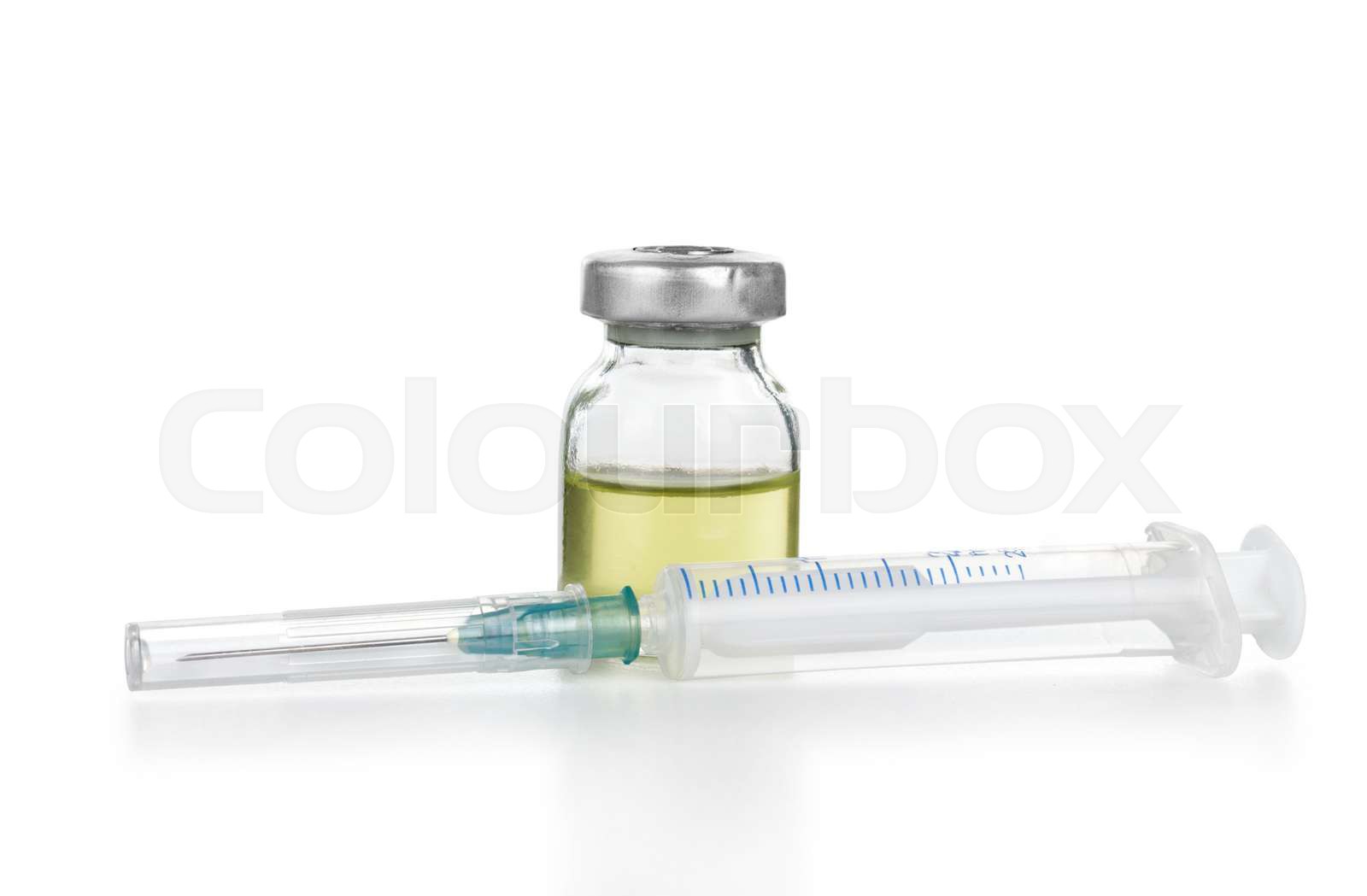 Medical vials for injection with a syringe, isolate | Stock image ...