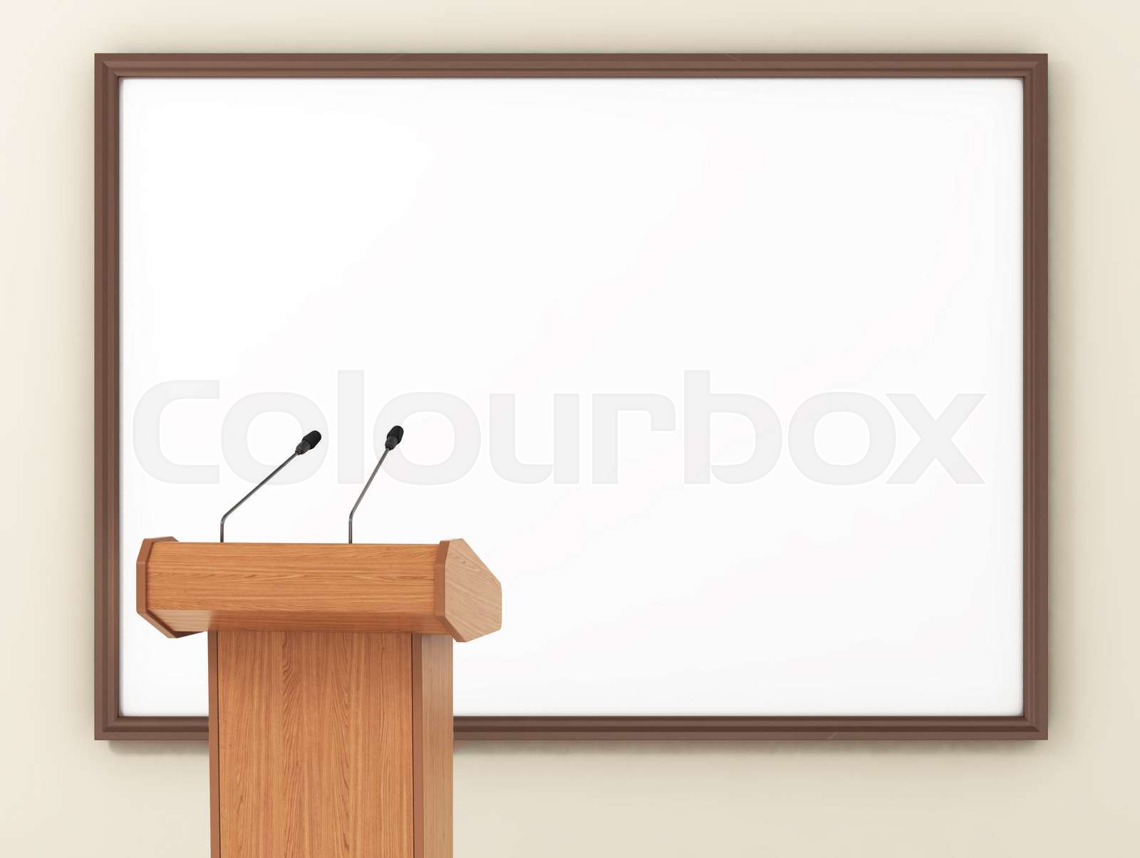 Seminar Podium with Blank Screen. | Stock image | Colourbox