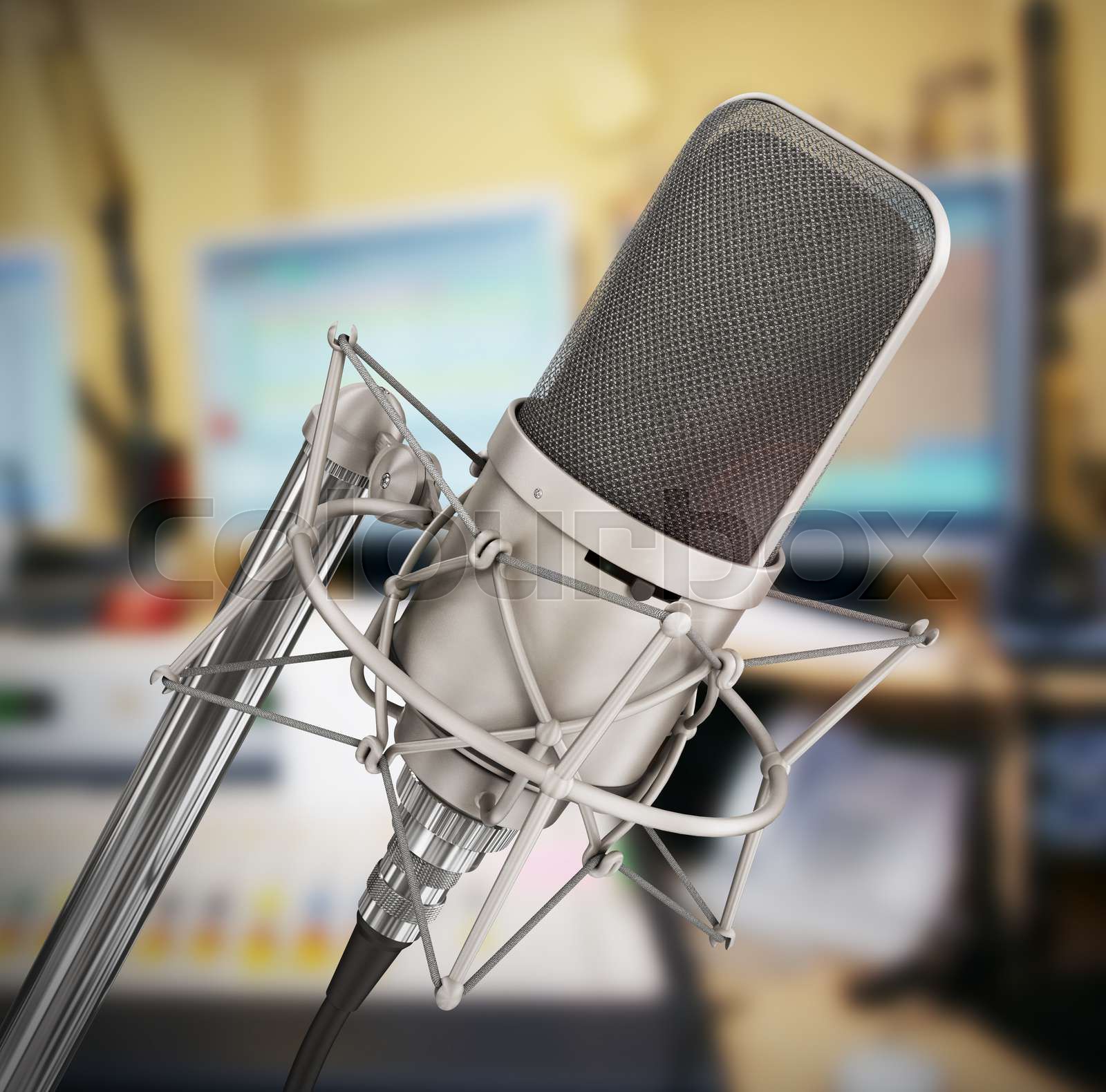 Microphone isolated in the studio. Please speak. | Stock image | Colourbox