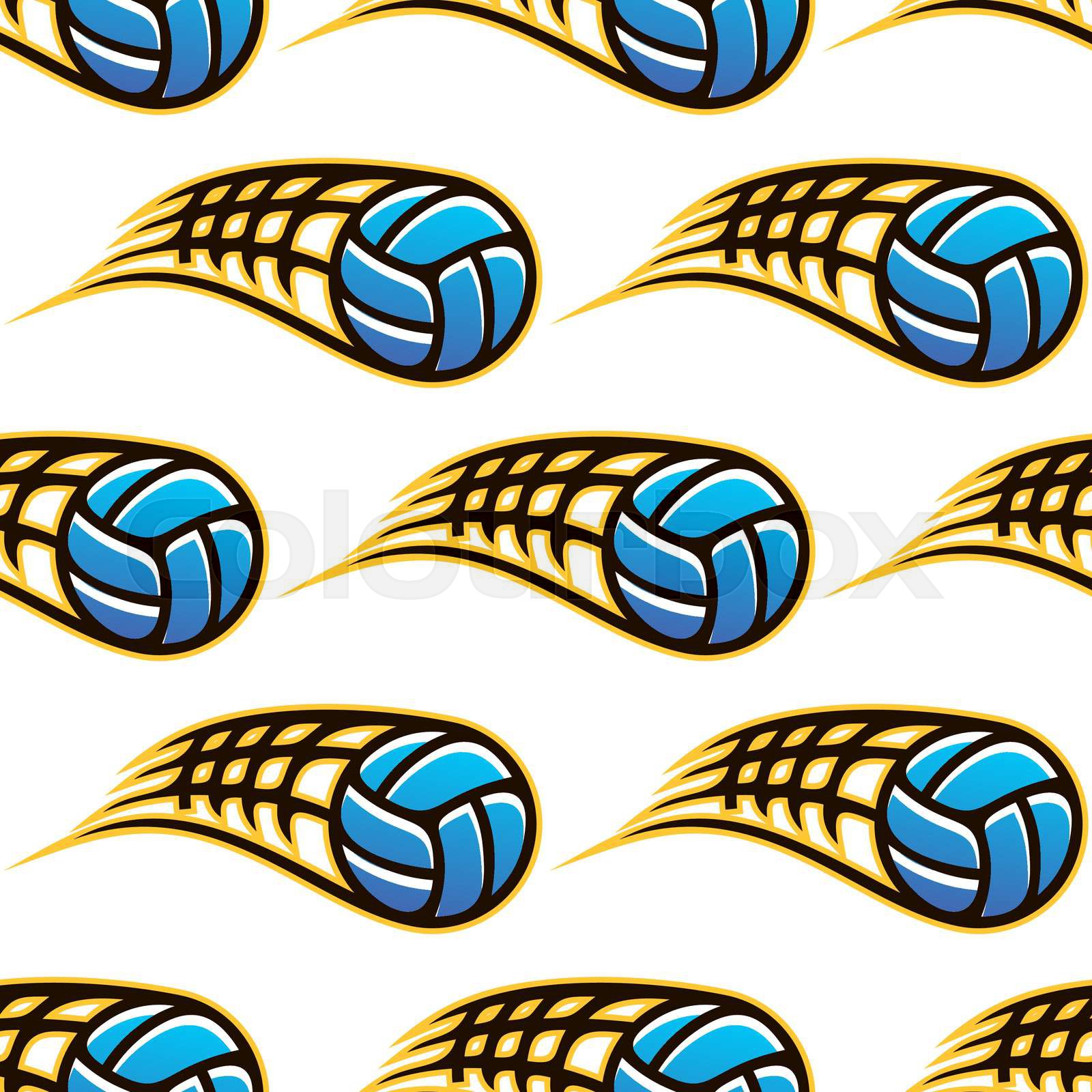 Speeding blue volleyball balls seamless pattern | Stock vector | Colourbox