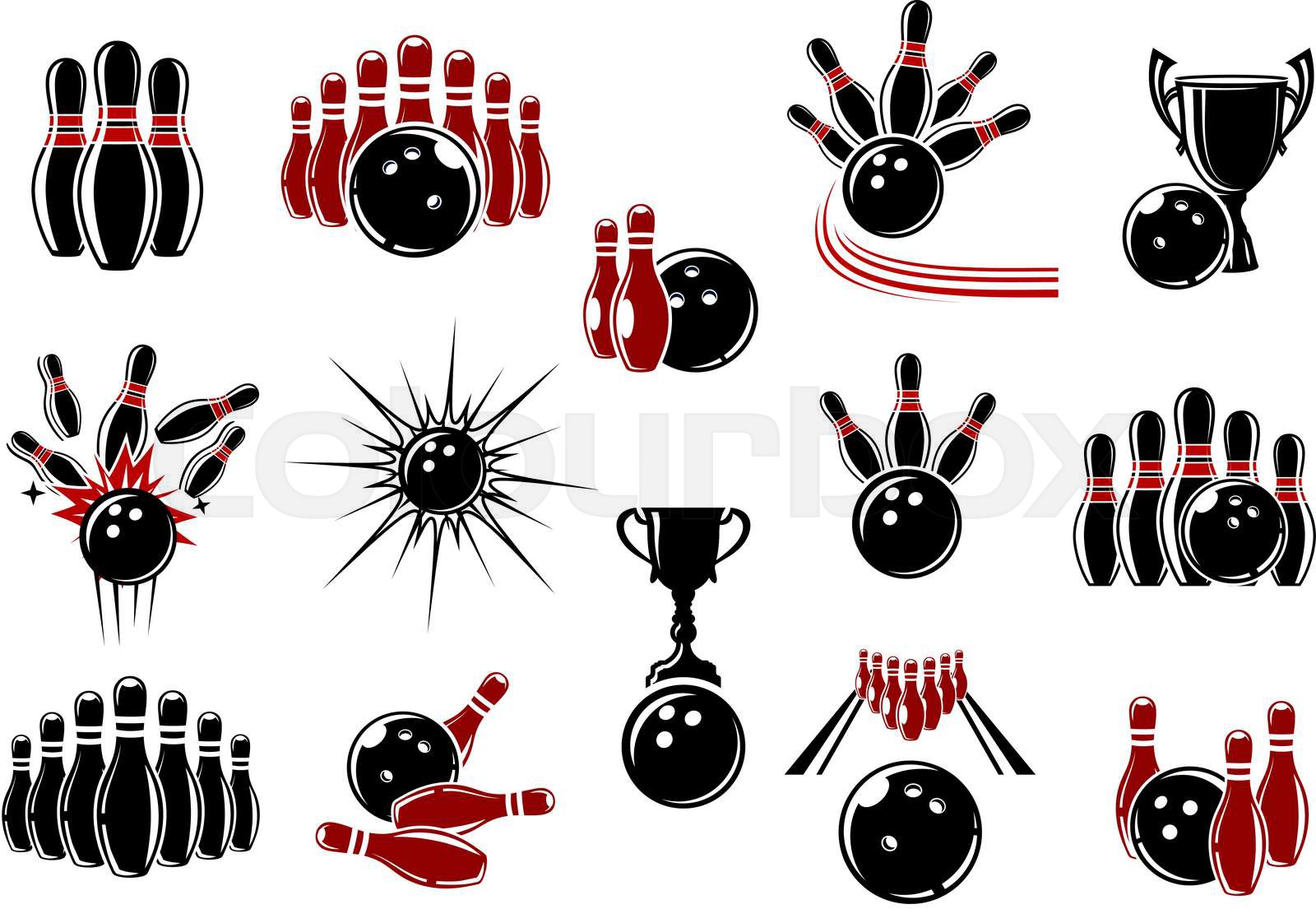 Bowling symbols with equipment and comics elements | Stock vector ...