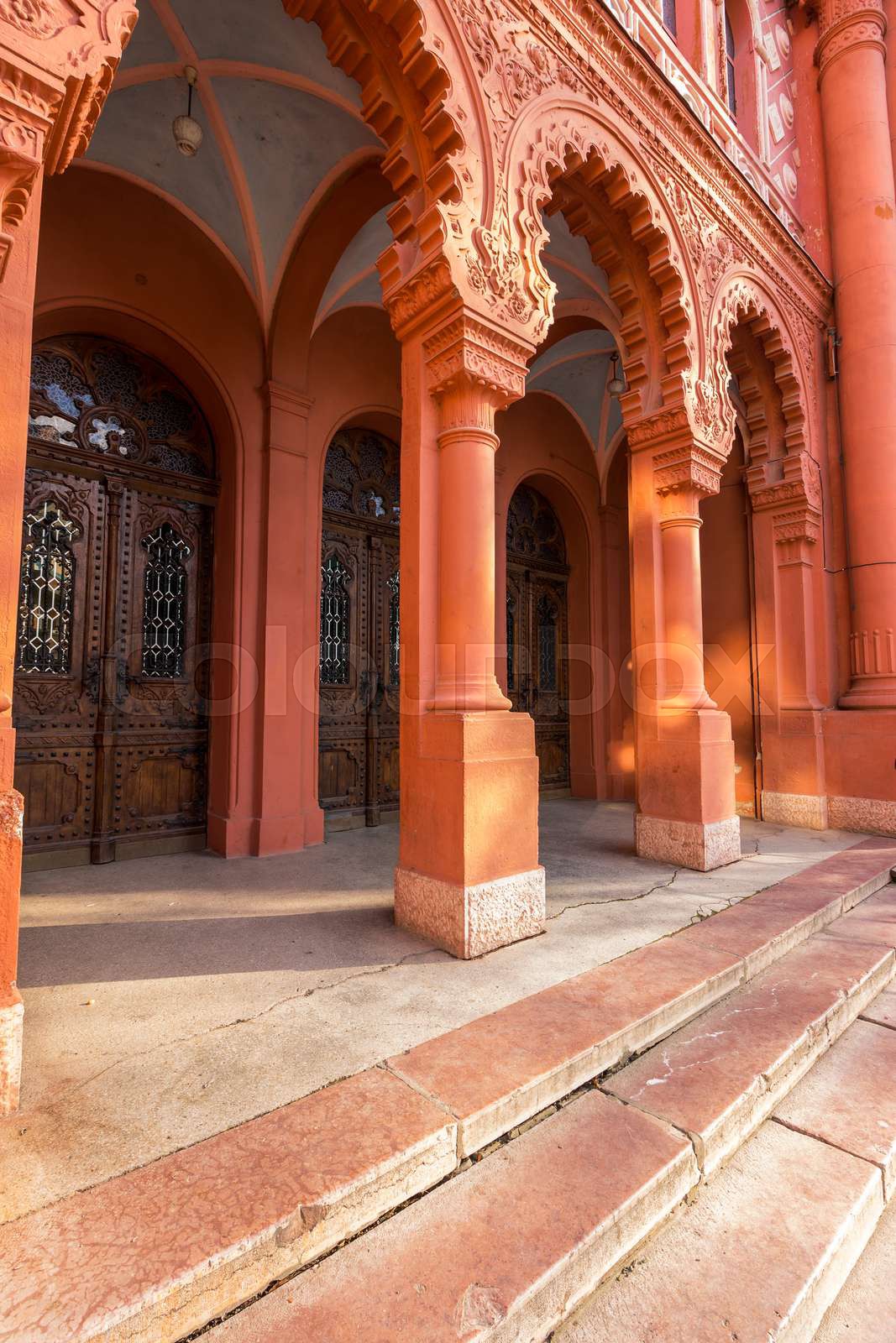arcs of a red synagogue | Stock image | Colourbox