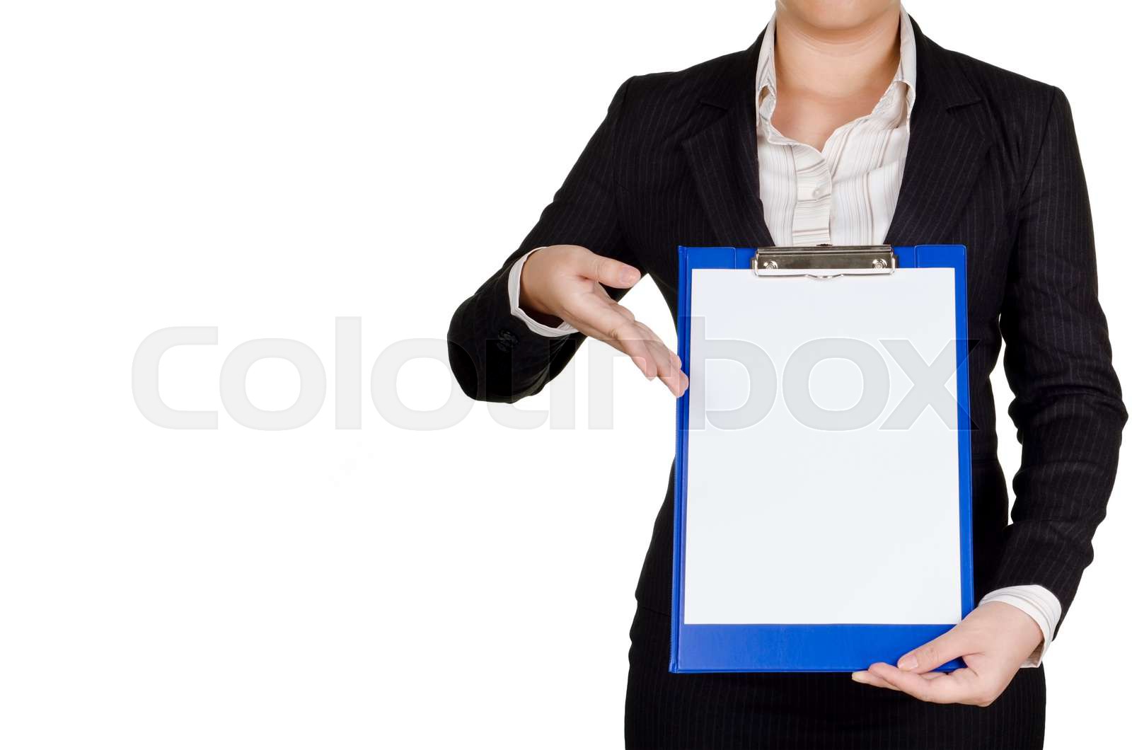 person presenting a document | Stock image | Colourbox