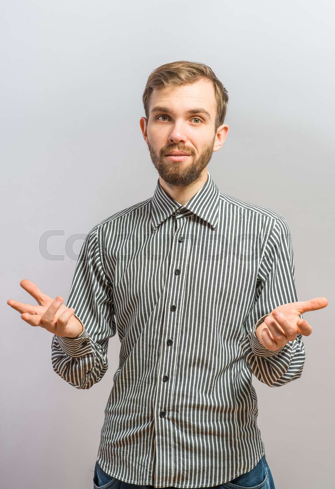 man holding up his hands showing he has nothing | Stock image | Colourbox