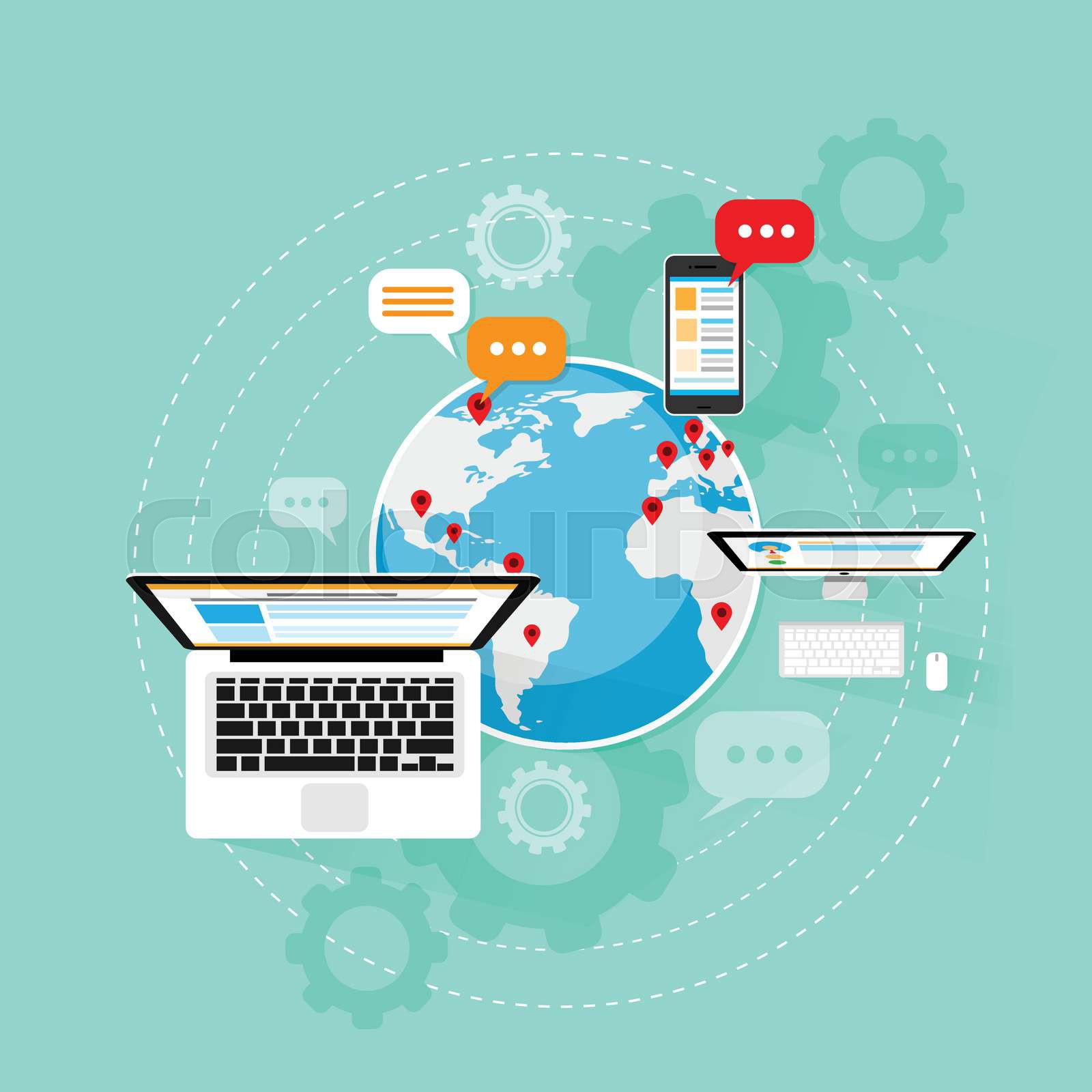 Computer device internet network connection laptop cloud | Stock vector ...