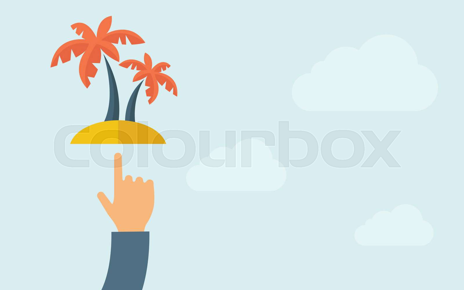 Hand pointing palm tree | Stock vector | Colourbox