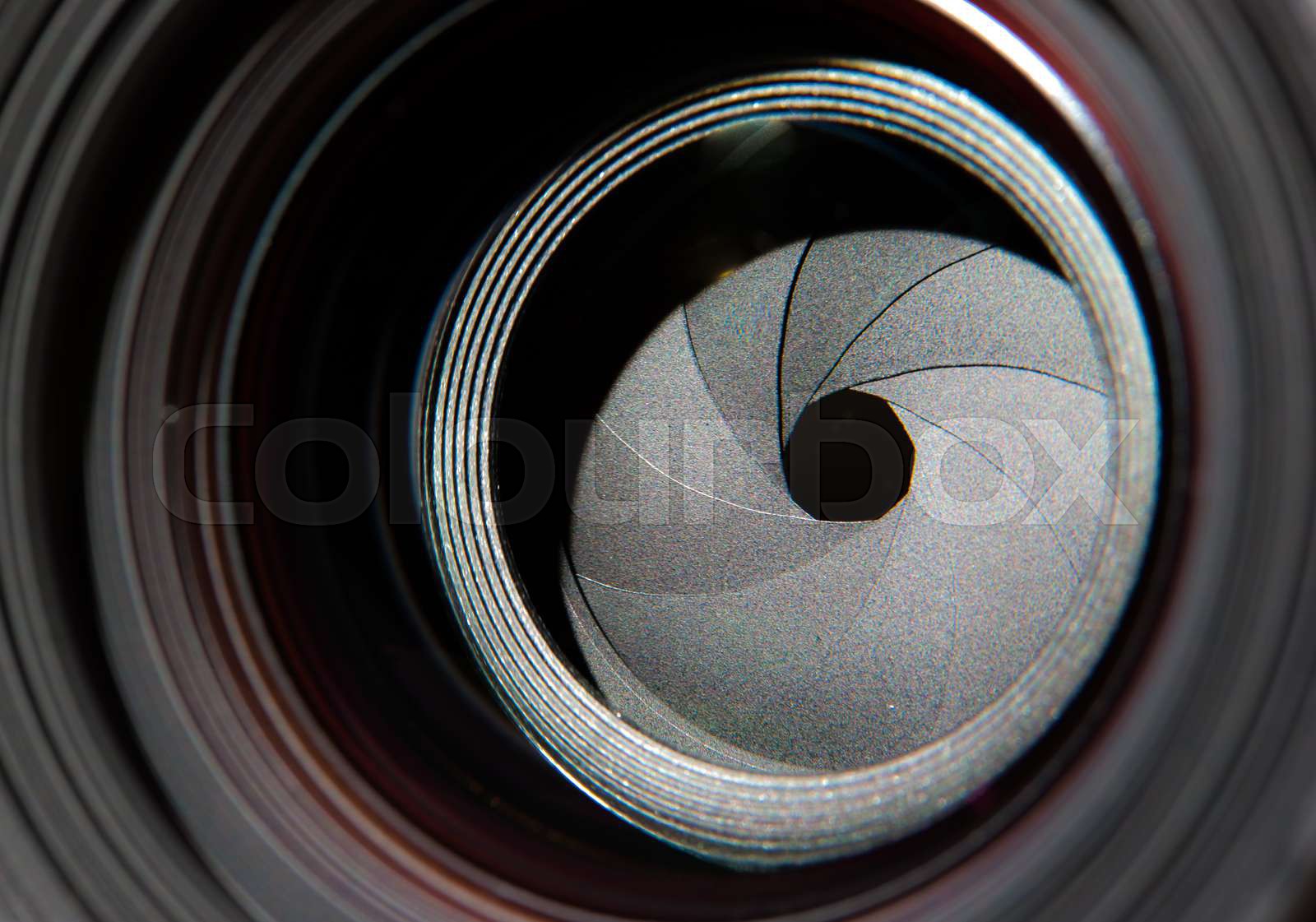 Lens front side exposed aperture blades | Stock image | Colourbox
