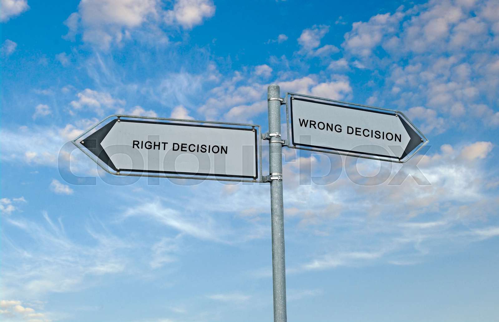 Road signs to right and wrong decisions | Stock image | Colourbox