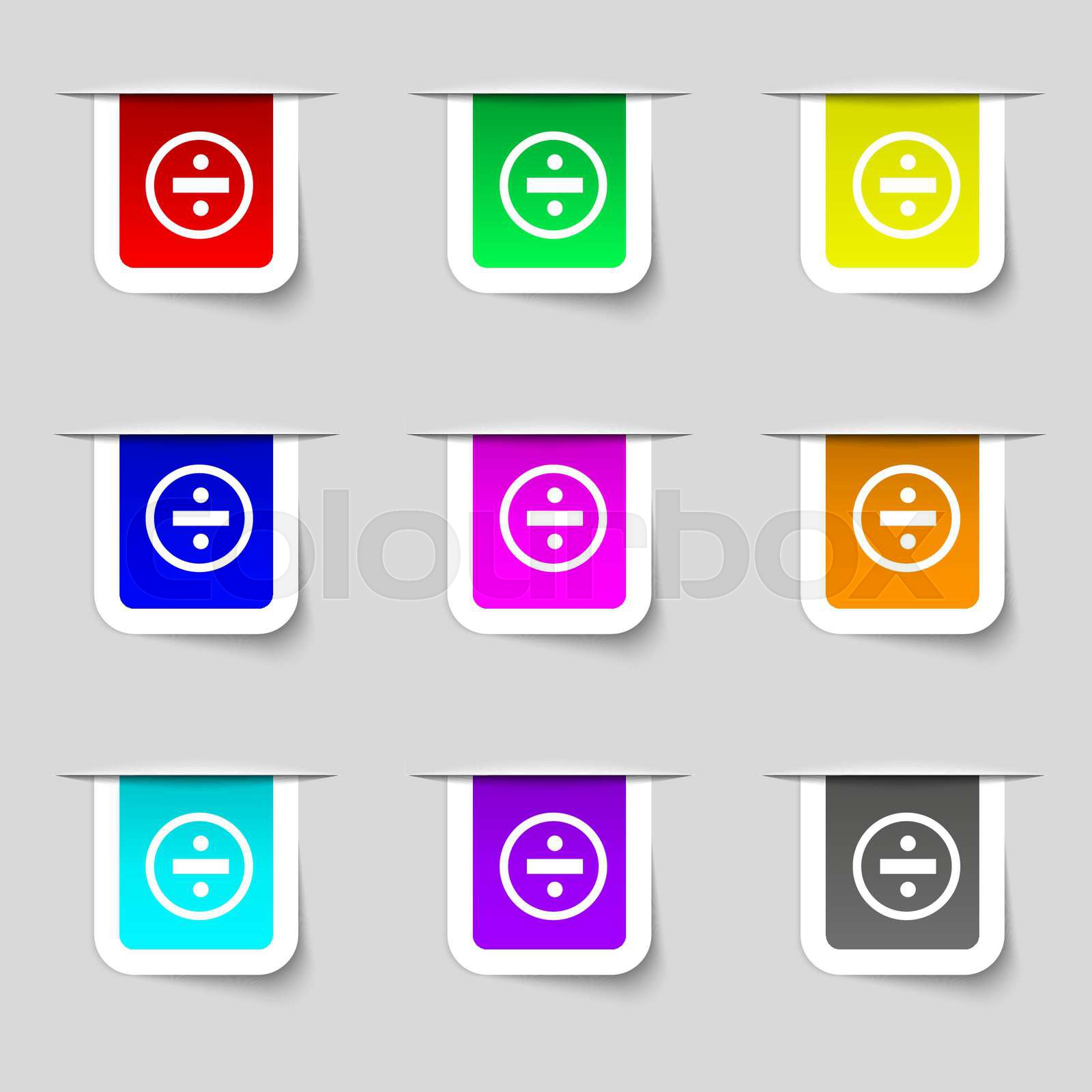 dividing icon sign. Set of multicolored modern labels for your design ...