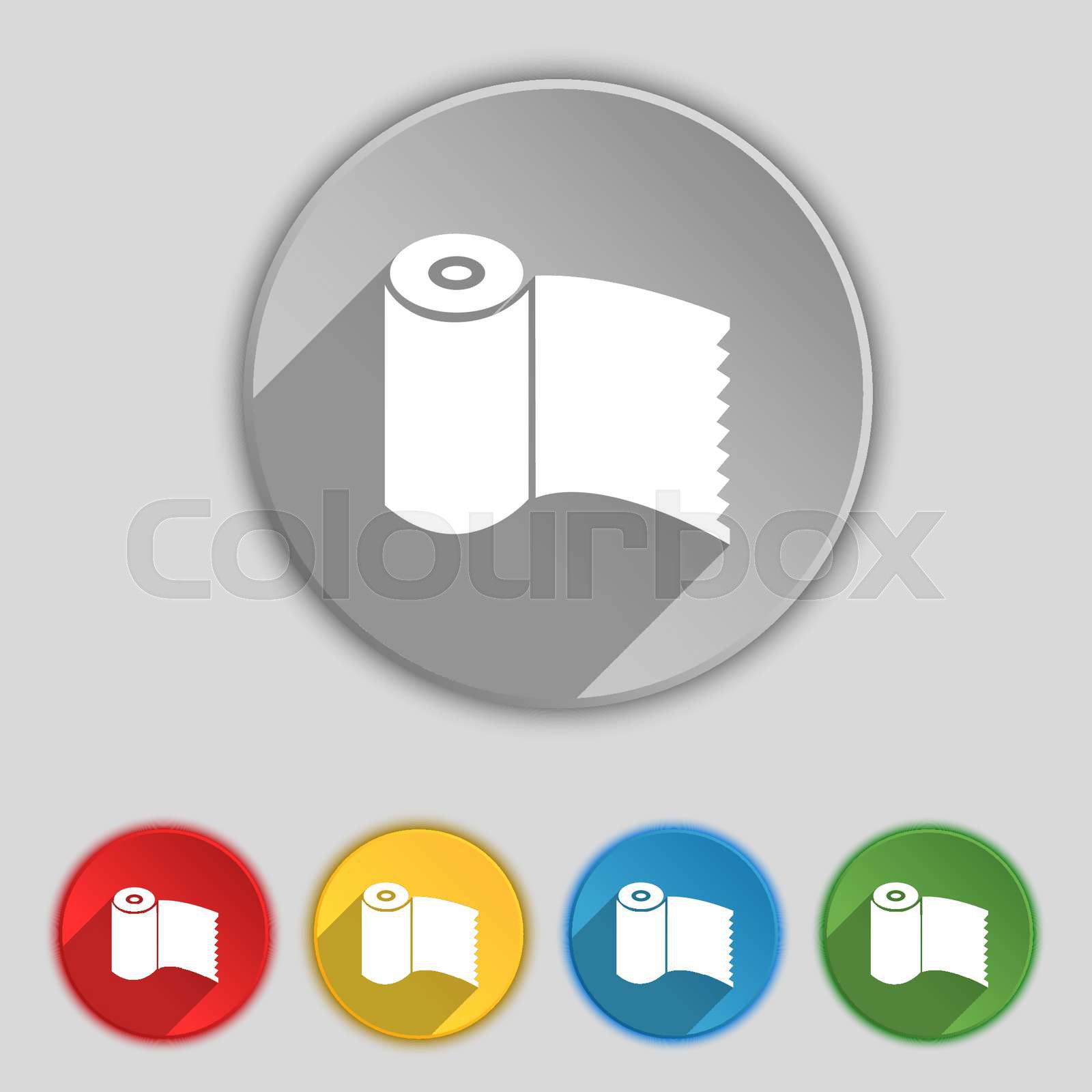 Toilet paper, WC roll icon sign. Symbol on five flat buttons. Vector ...