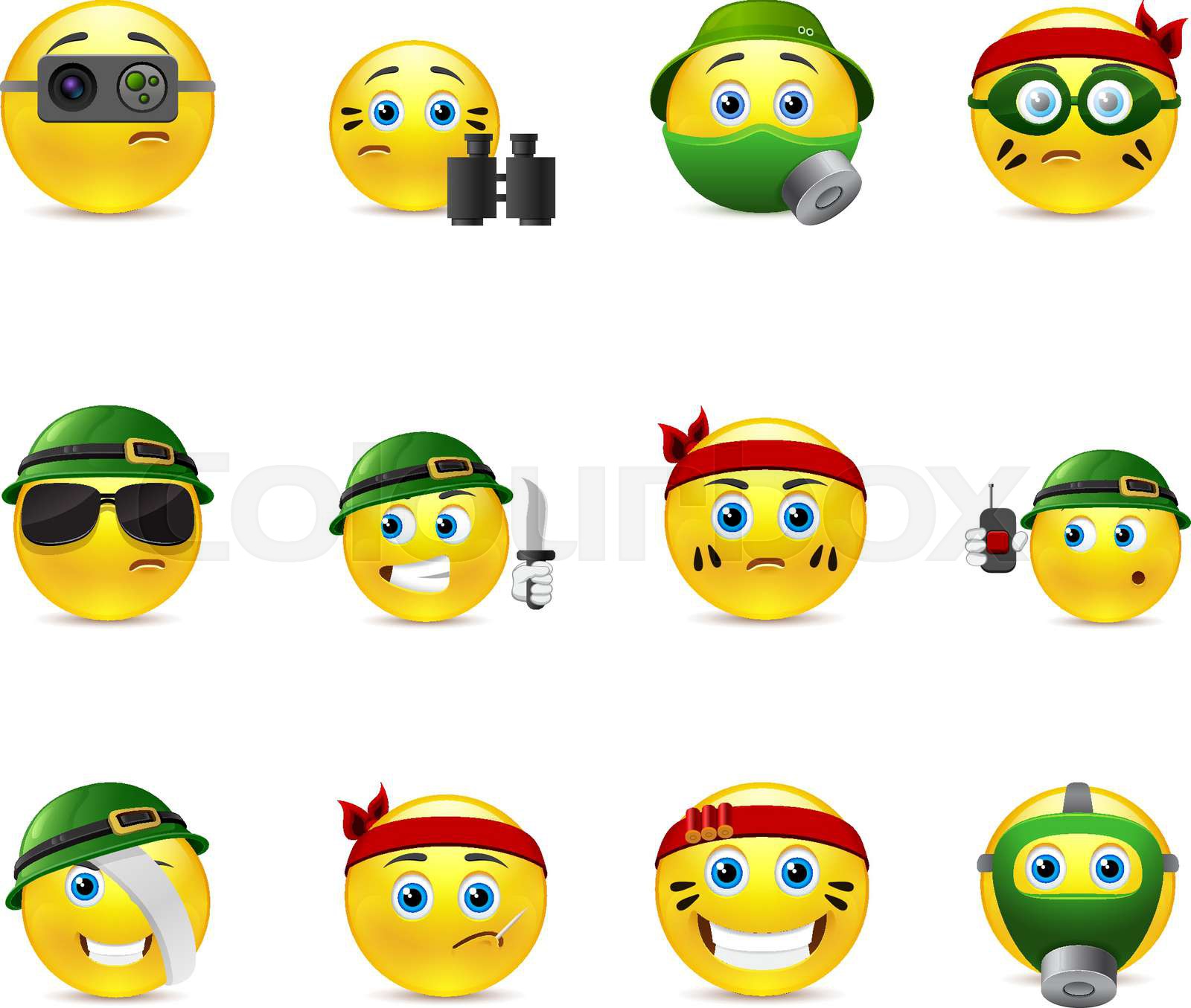 Military smilies | Stock vector | Colourbox