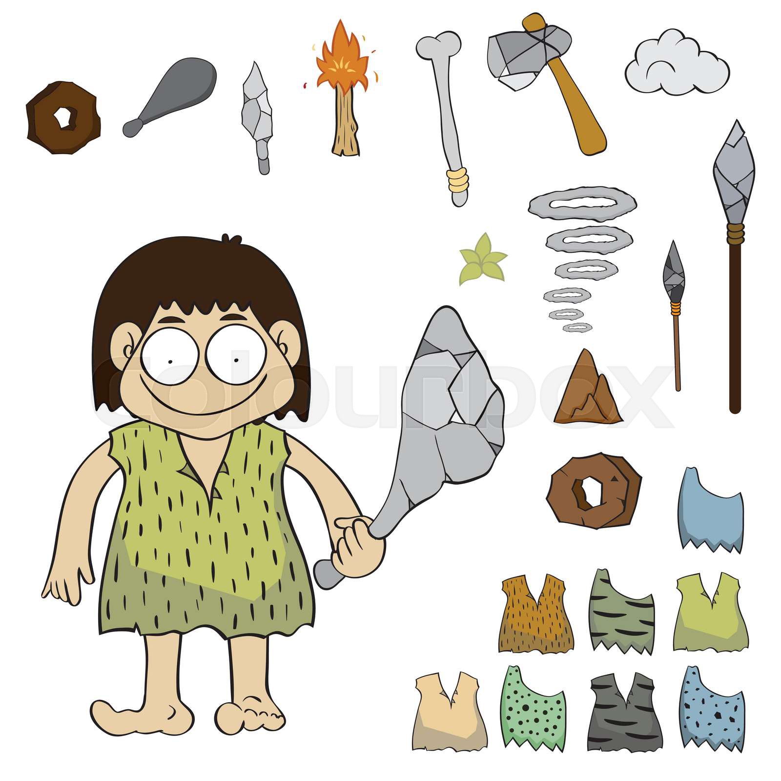 Stone age people cartoon vector, | Stock vector | Colourbox