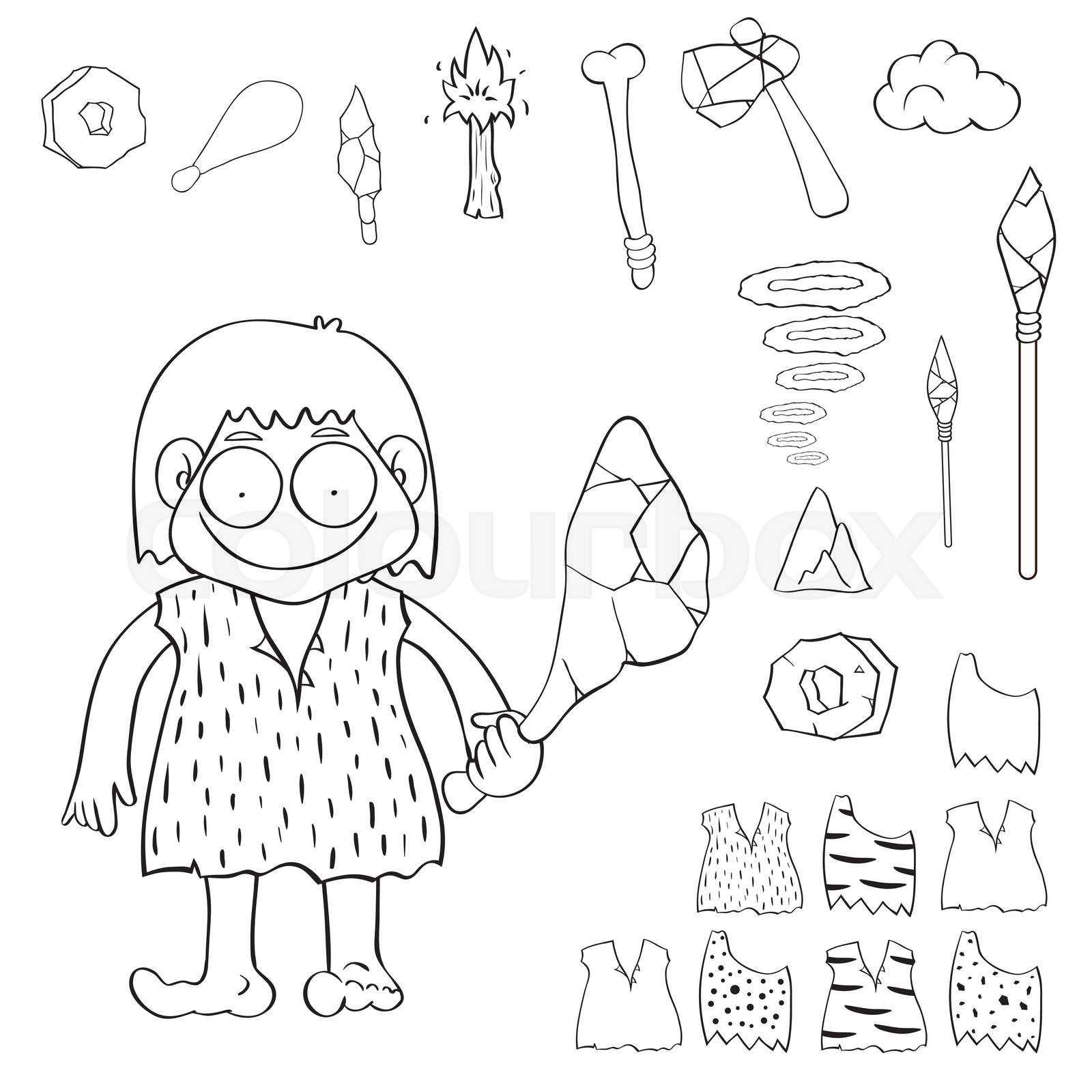 Stone age people cartoon vector, | Stock vector | Colourbox