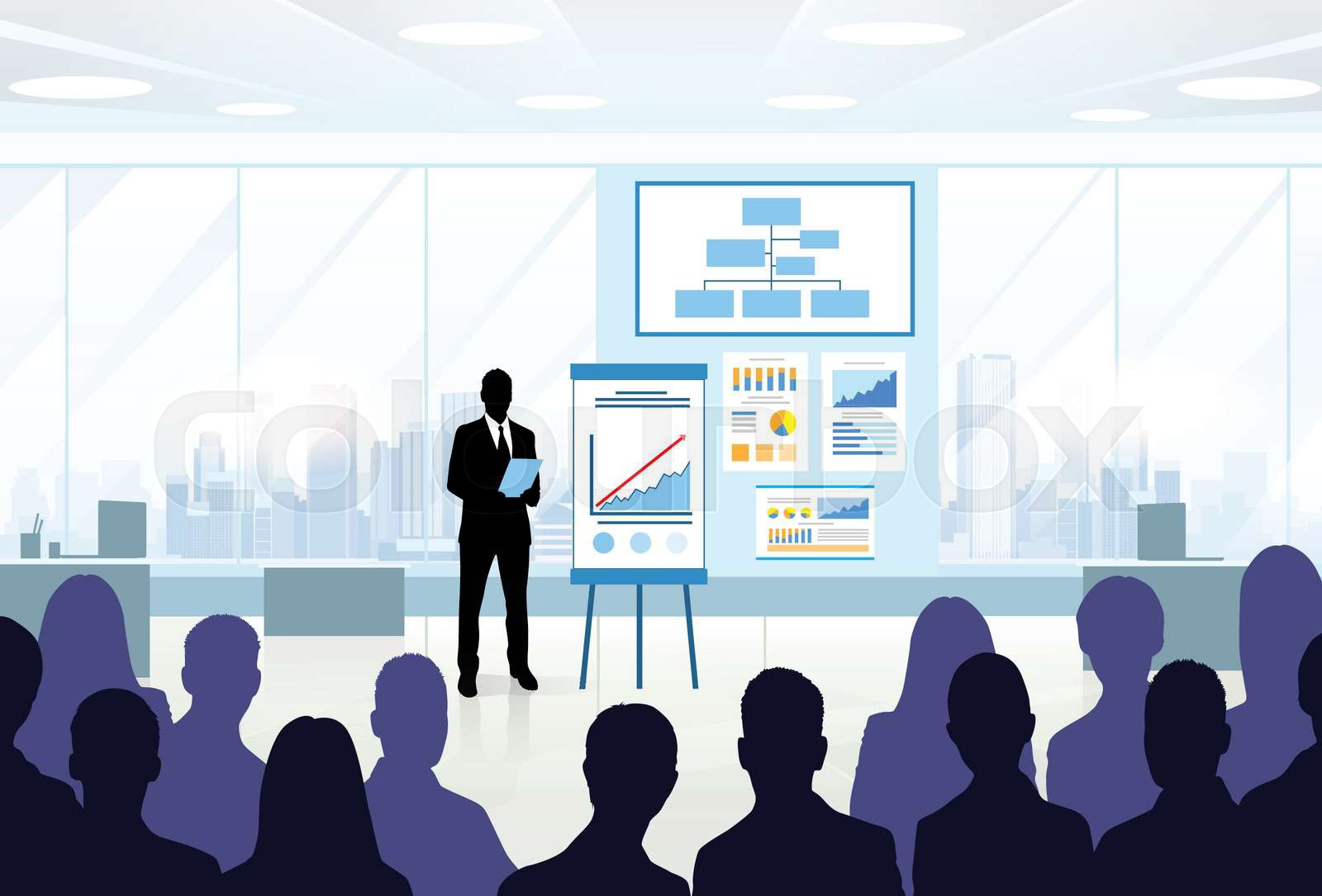 Business People Group Silhouettes at Conference Meeting | Stock vector ...