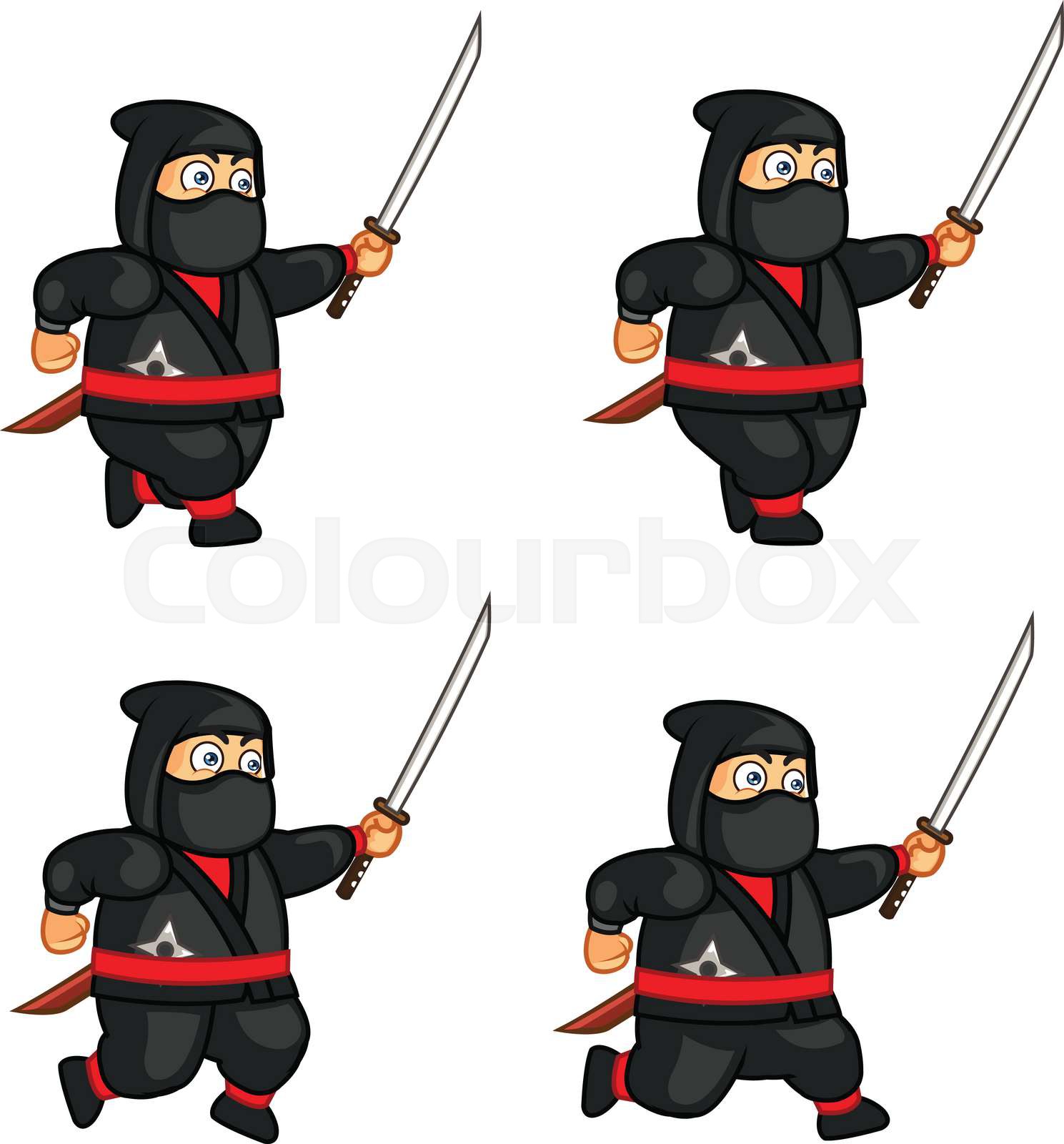 Fat Ninja Running Sprite | Stock vector | Colourbox