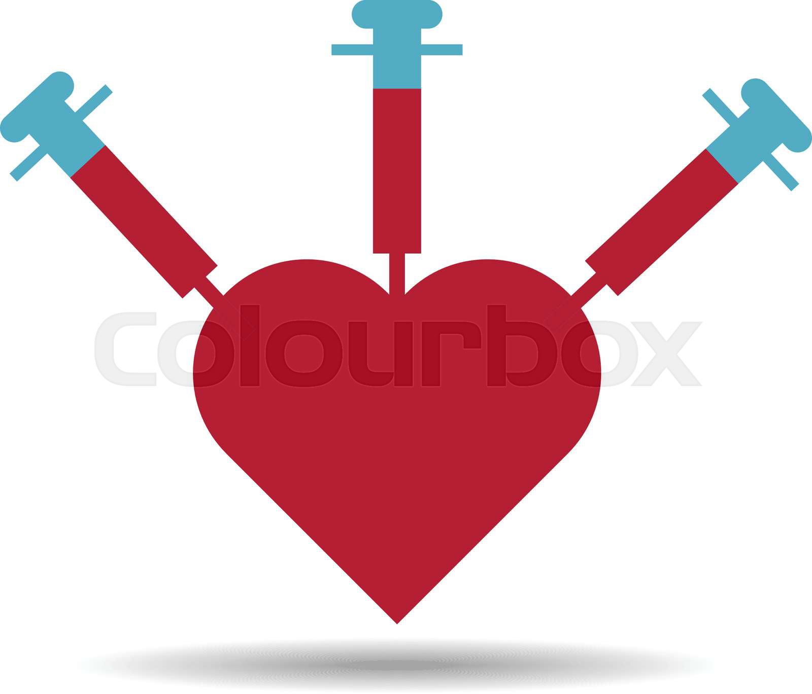 Heart Injection with Syringe.Vector Illustration | Stock vector | Colourbox