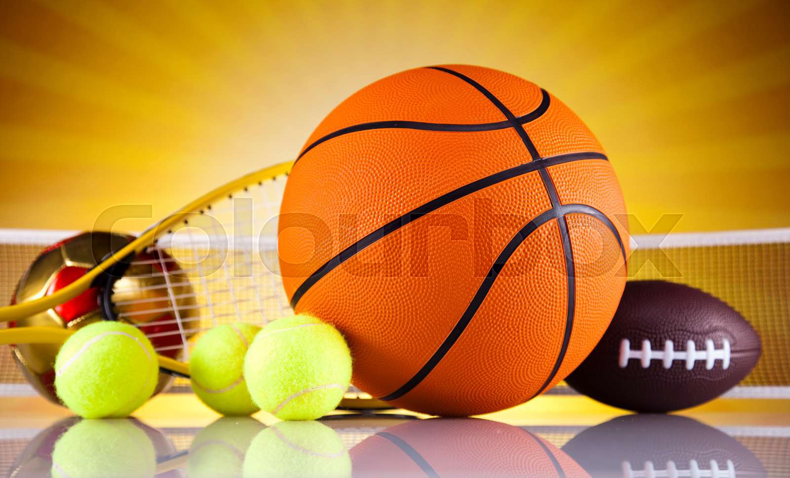 Sports Equipment and sunshine, vivid colorful theme | Stock image ...