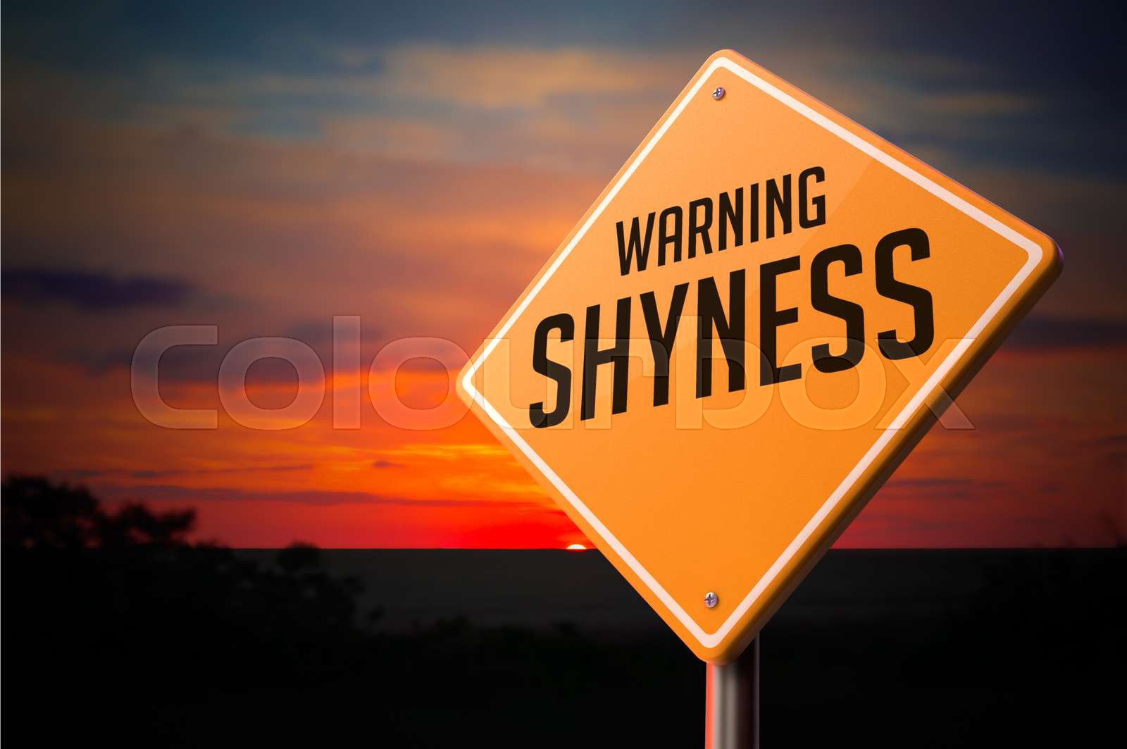 Shyness on Warning Road Sign. | Stock image | Colourbox