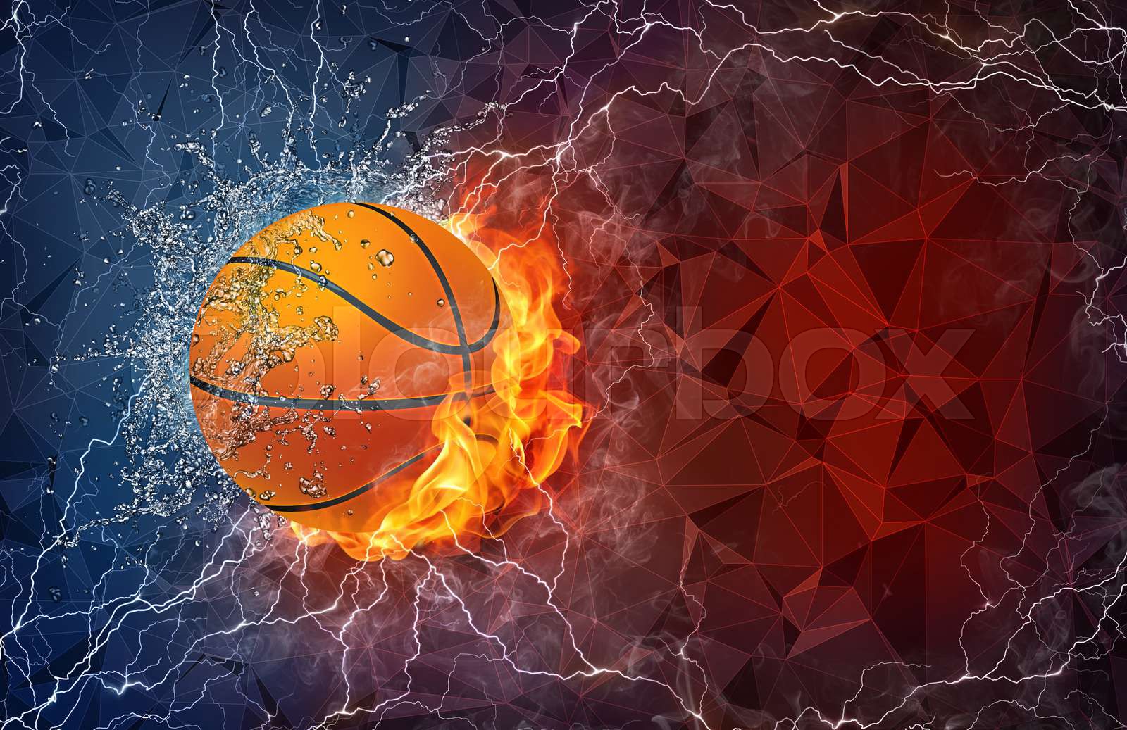Basketball ball in fire and water | Stock image | Colourbox