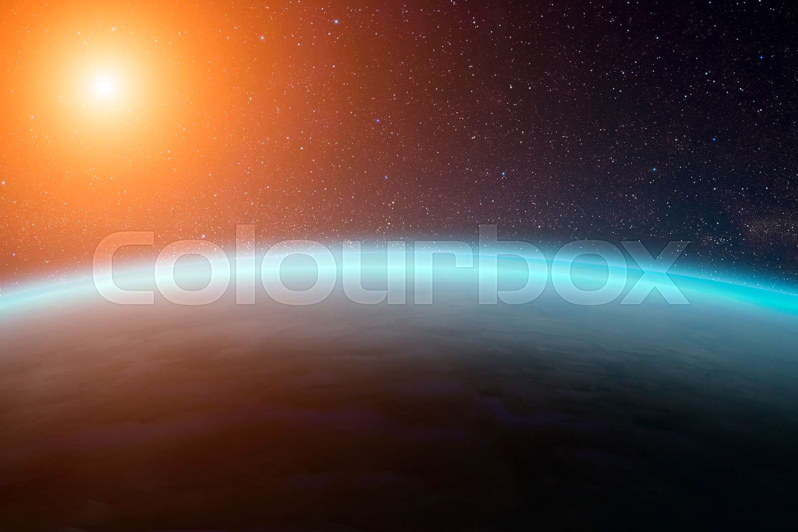 Sunrise over planet Earth in space | Stock image | Colourbox