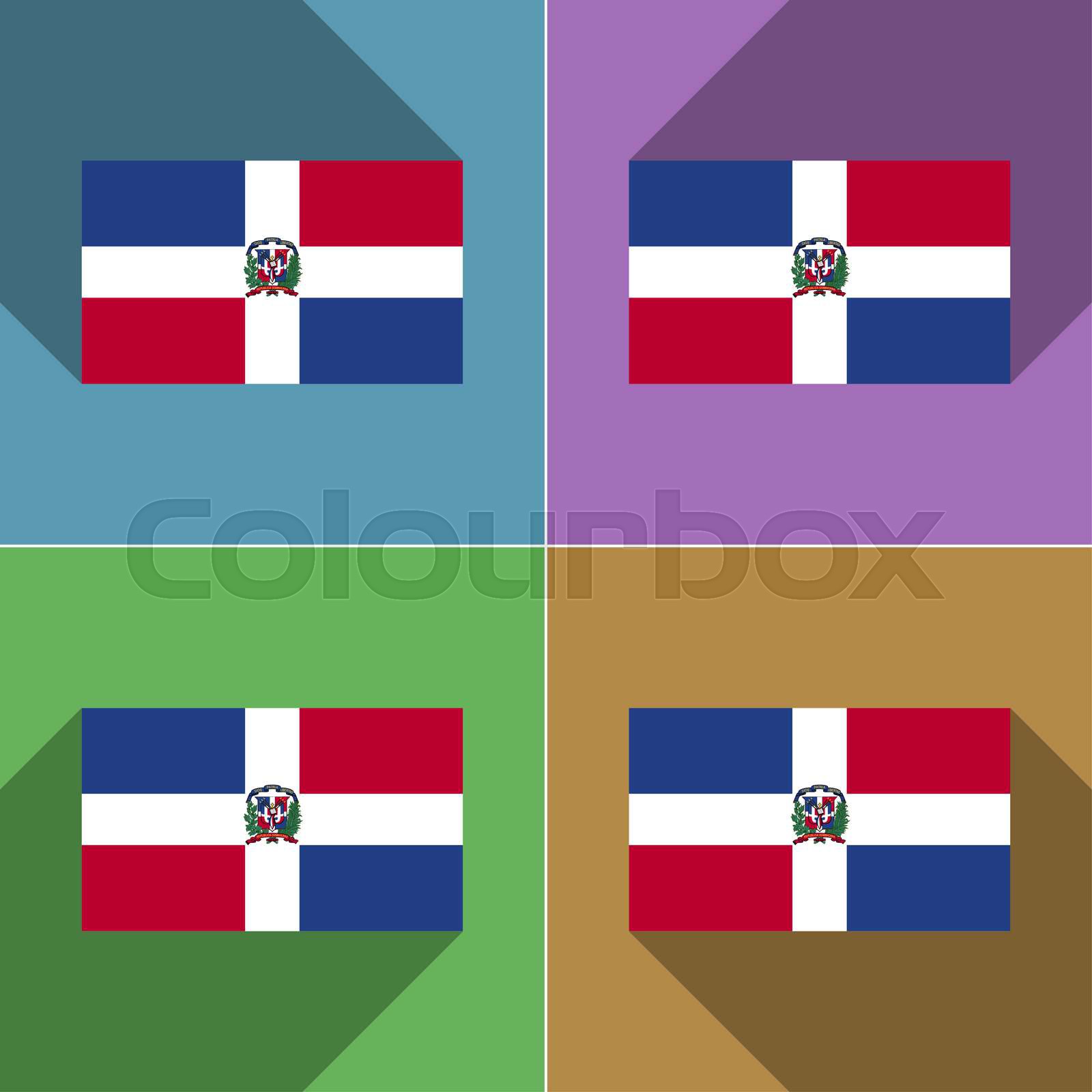 Flags Dominican Republic. Set of colors flat design and long shadows ...