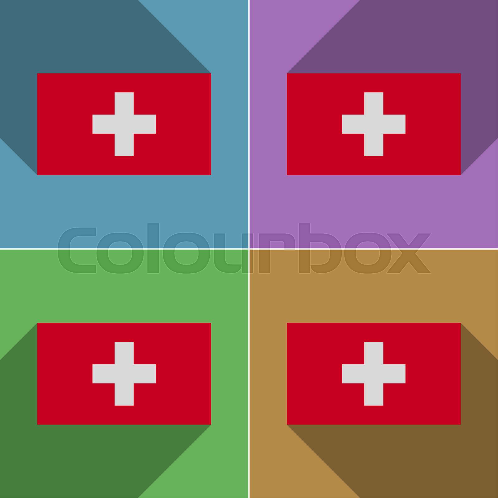 Flags Switzerland. Set of colors flat design and long shadows. | Stock ...