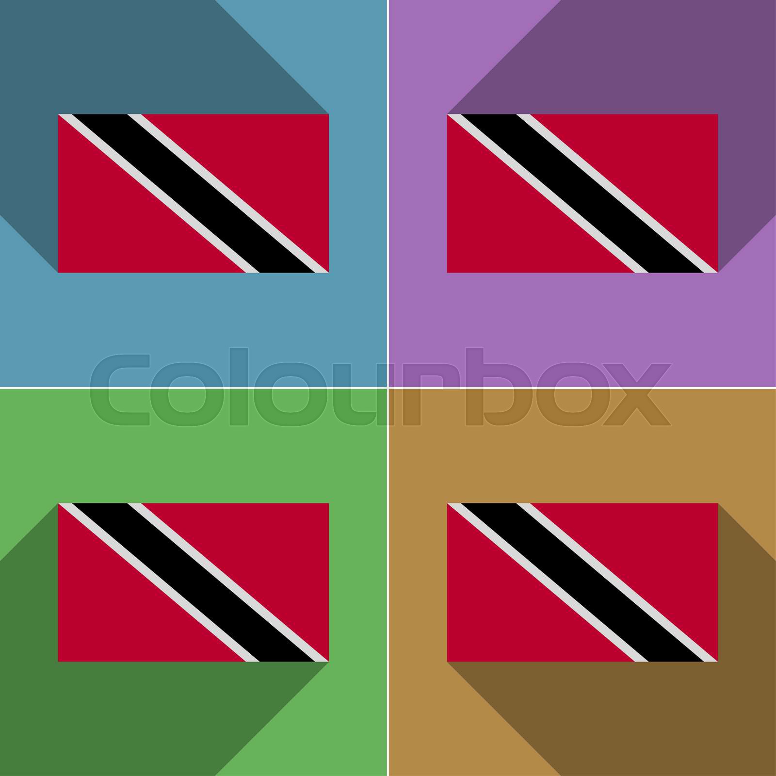 Flags Trinidad and Tobago. Set of colors flat design long shadows ...