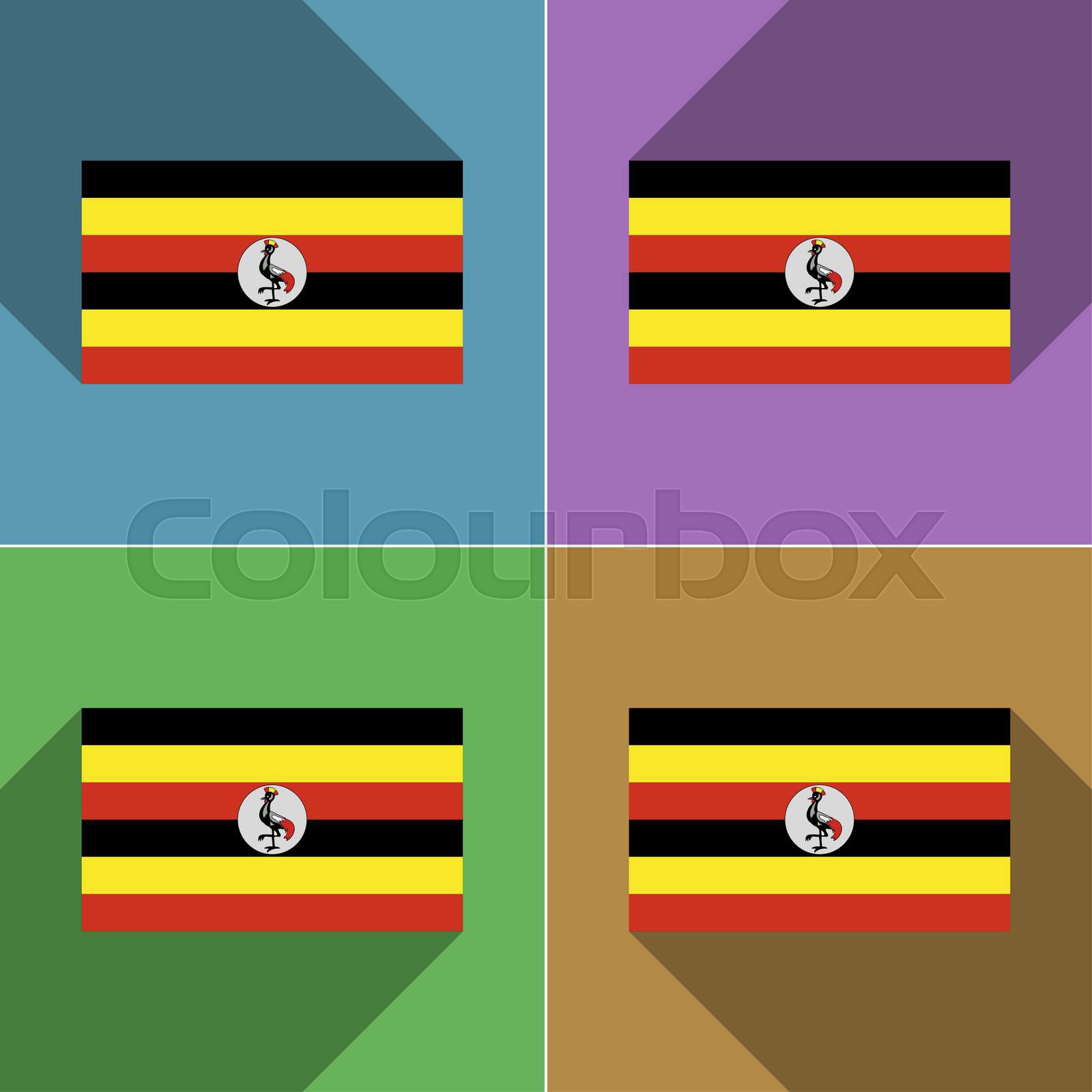 Flags Uganda. Set of colors flat design and long shadows. | Stock image ...