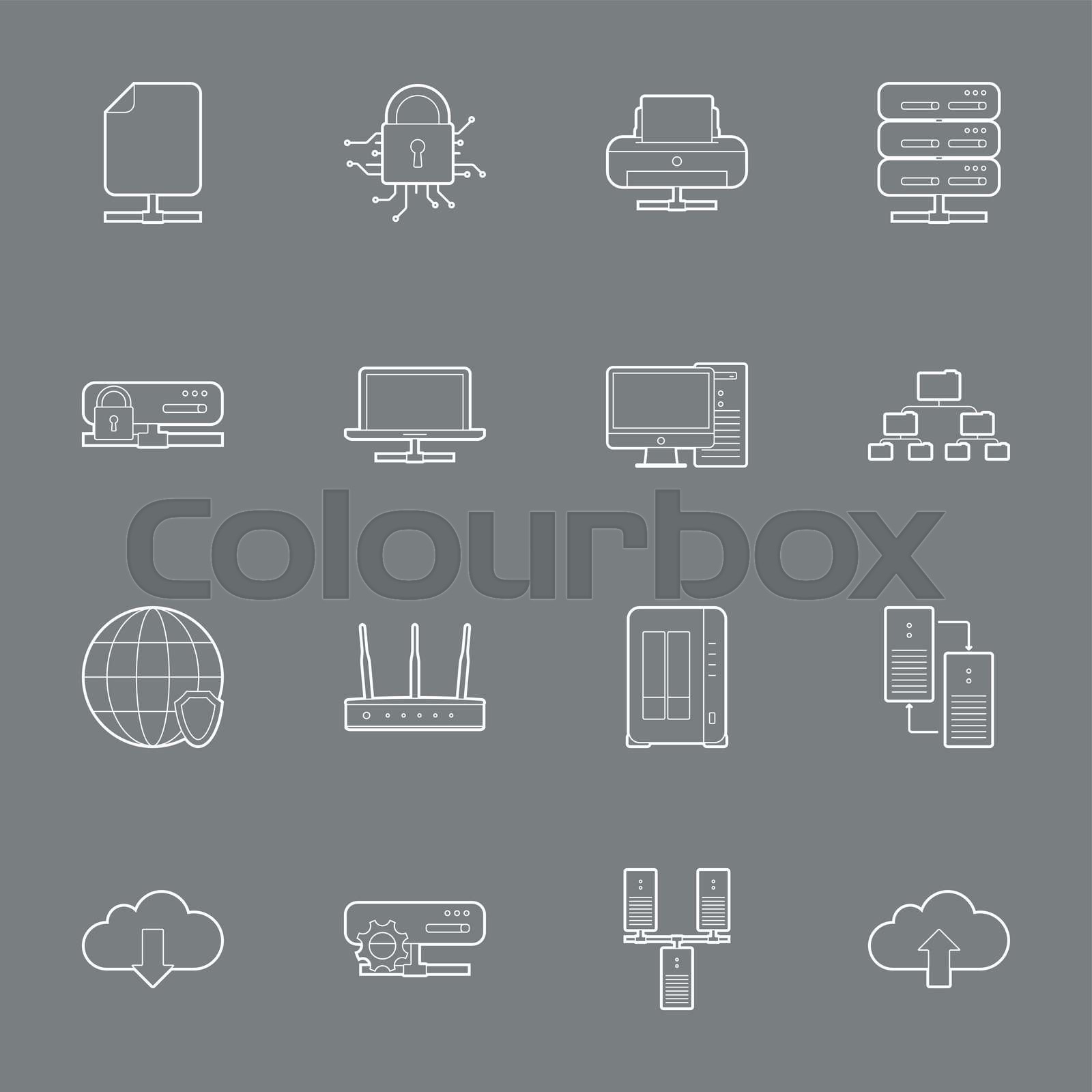 Computer Systems and Networks thin lines icons set | Stock vector ...