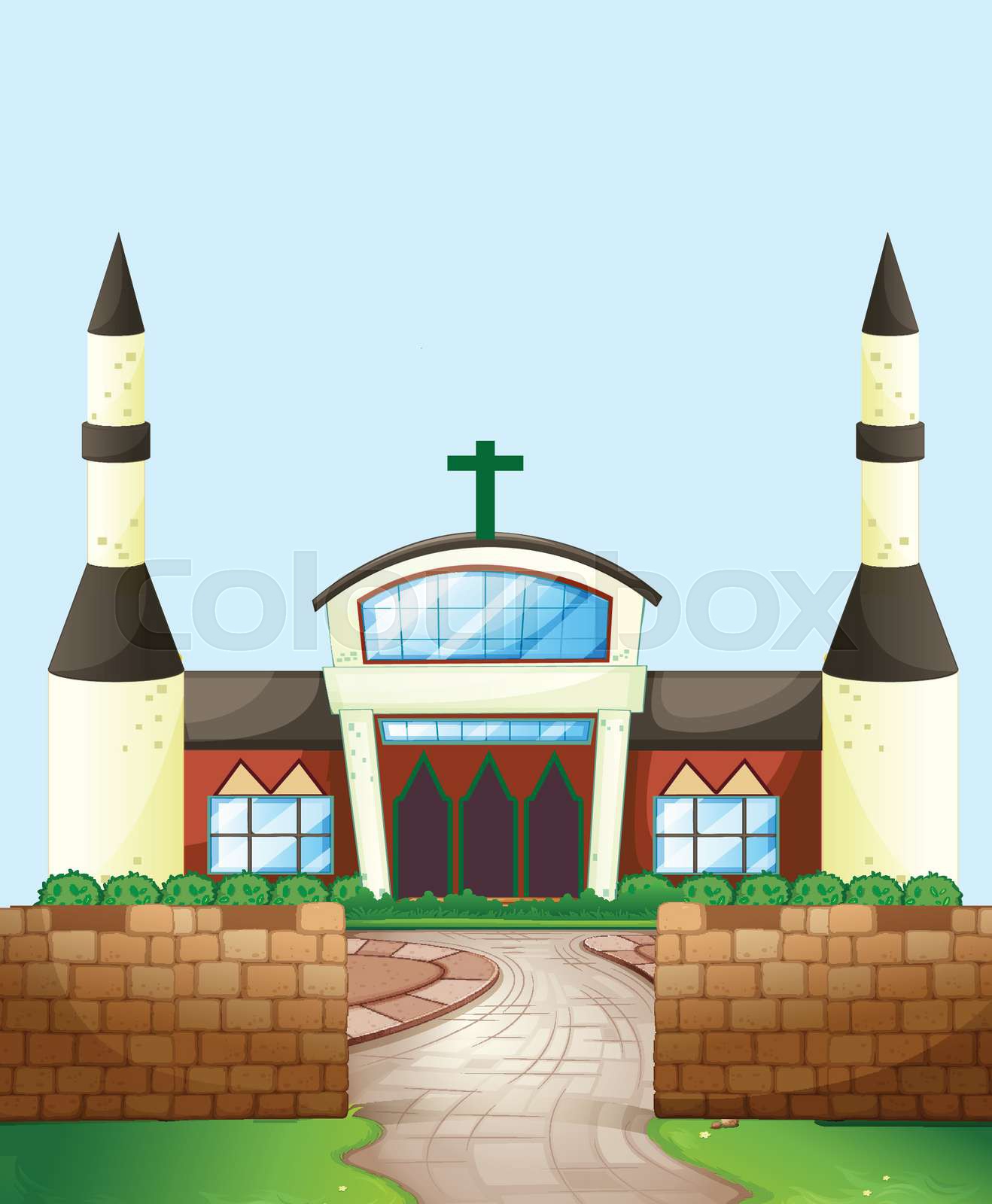 kirke, tegning, illustration | Stock vektor | Colourbox