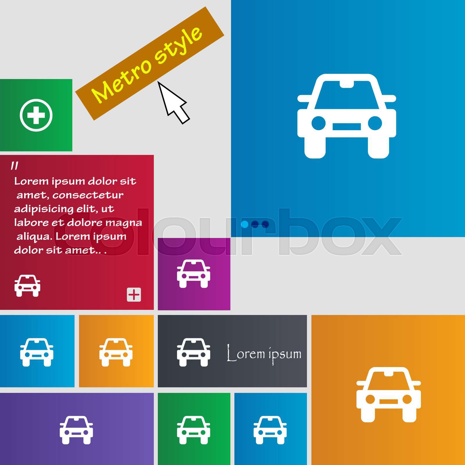 Auto icon sign. Metro style buttons. Modern interface website buttons ...