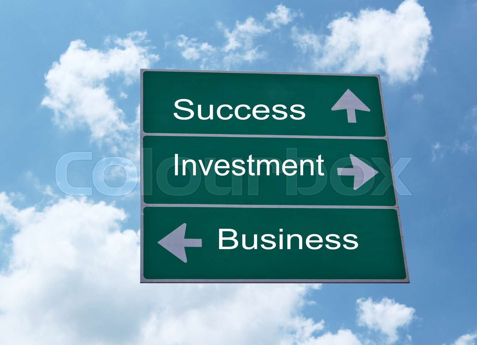 BUSINESS--INVESTMENT road sign | Stock image | Colourbox