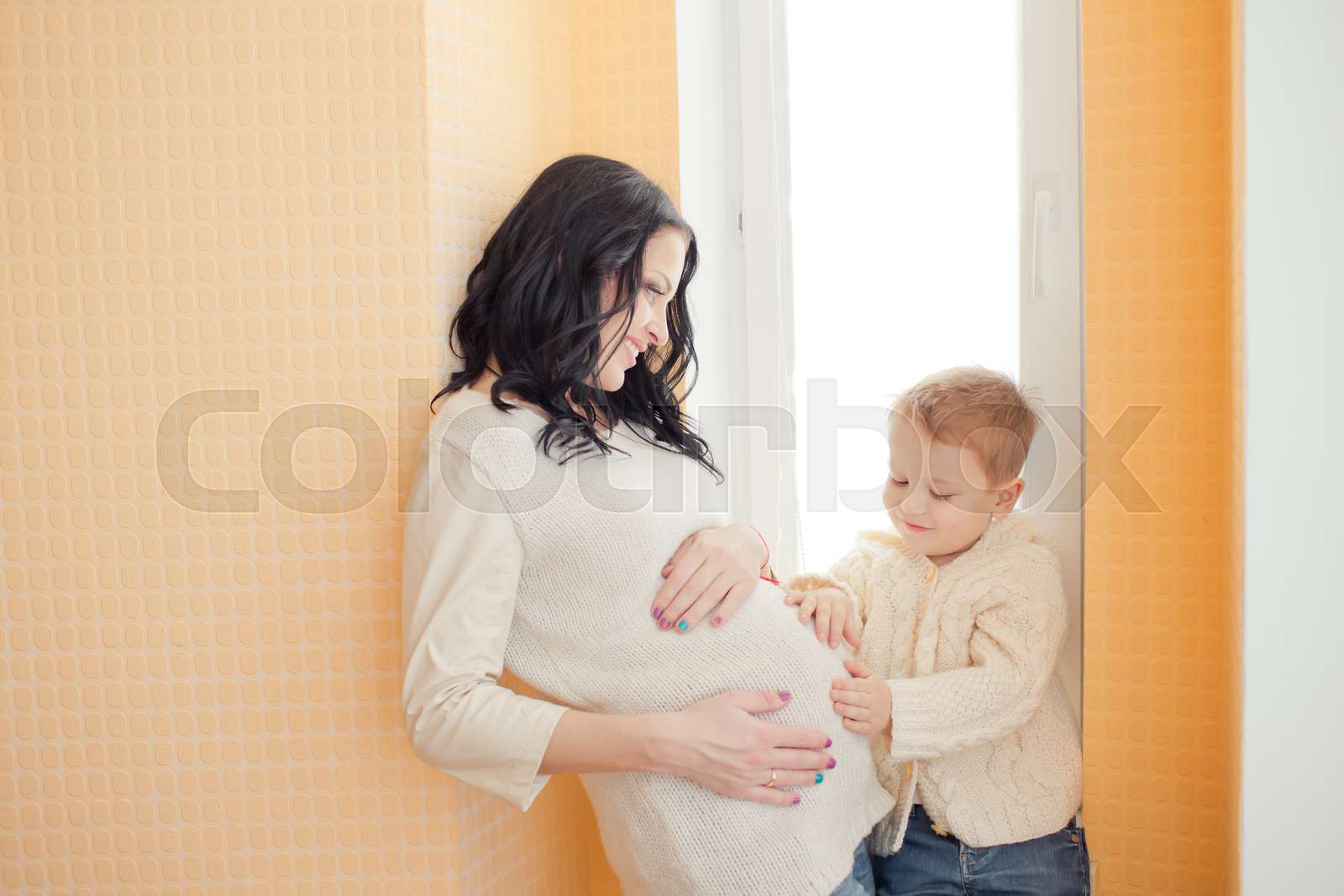 Pregnant Woman With Son Stock Image Colourbox